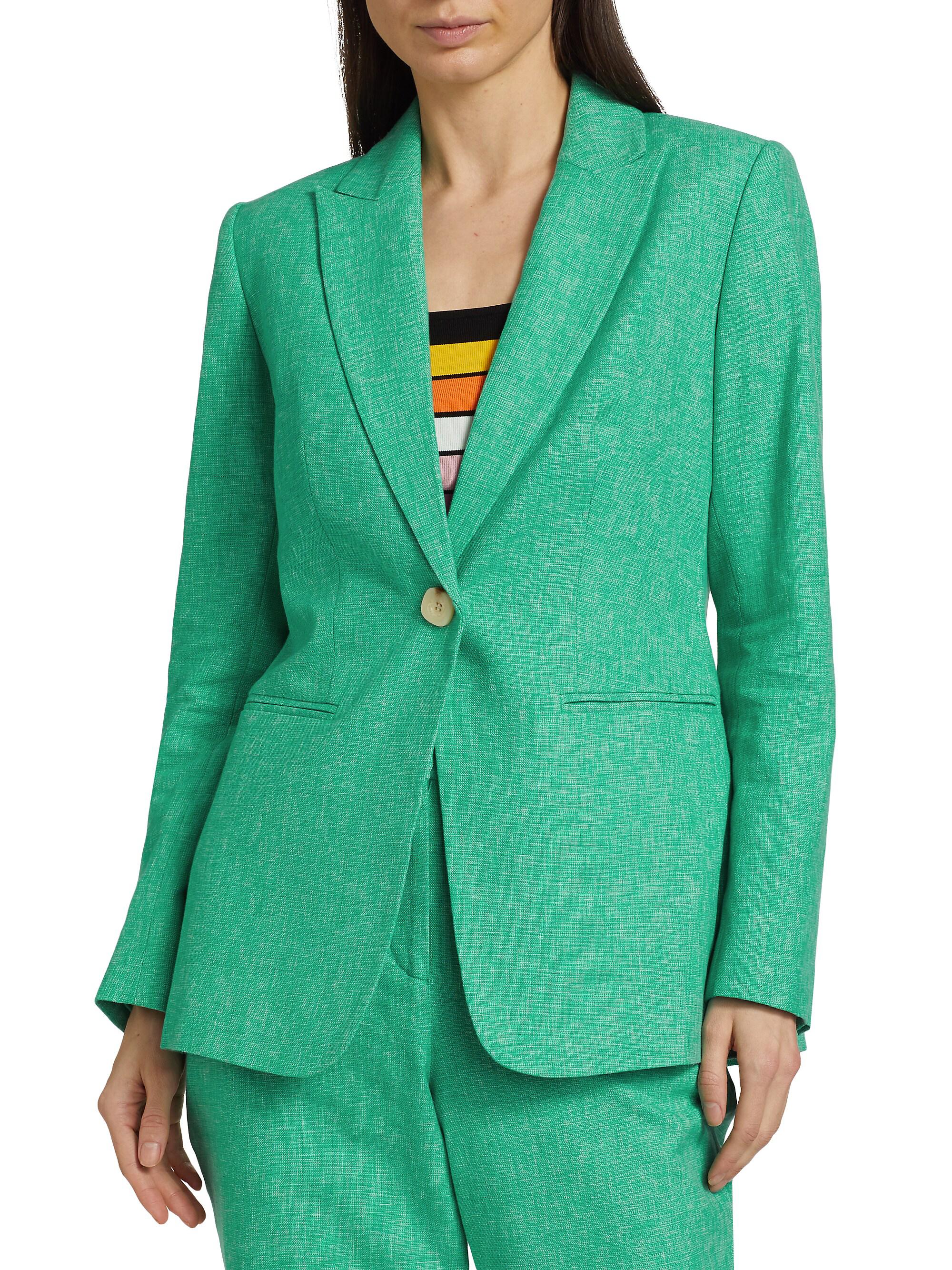 Click here for Elie Tahari Womens Romina Cotton-Blend Blazer - Ne... prices