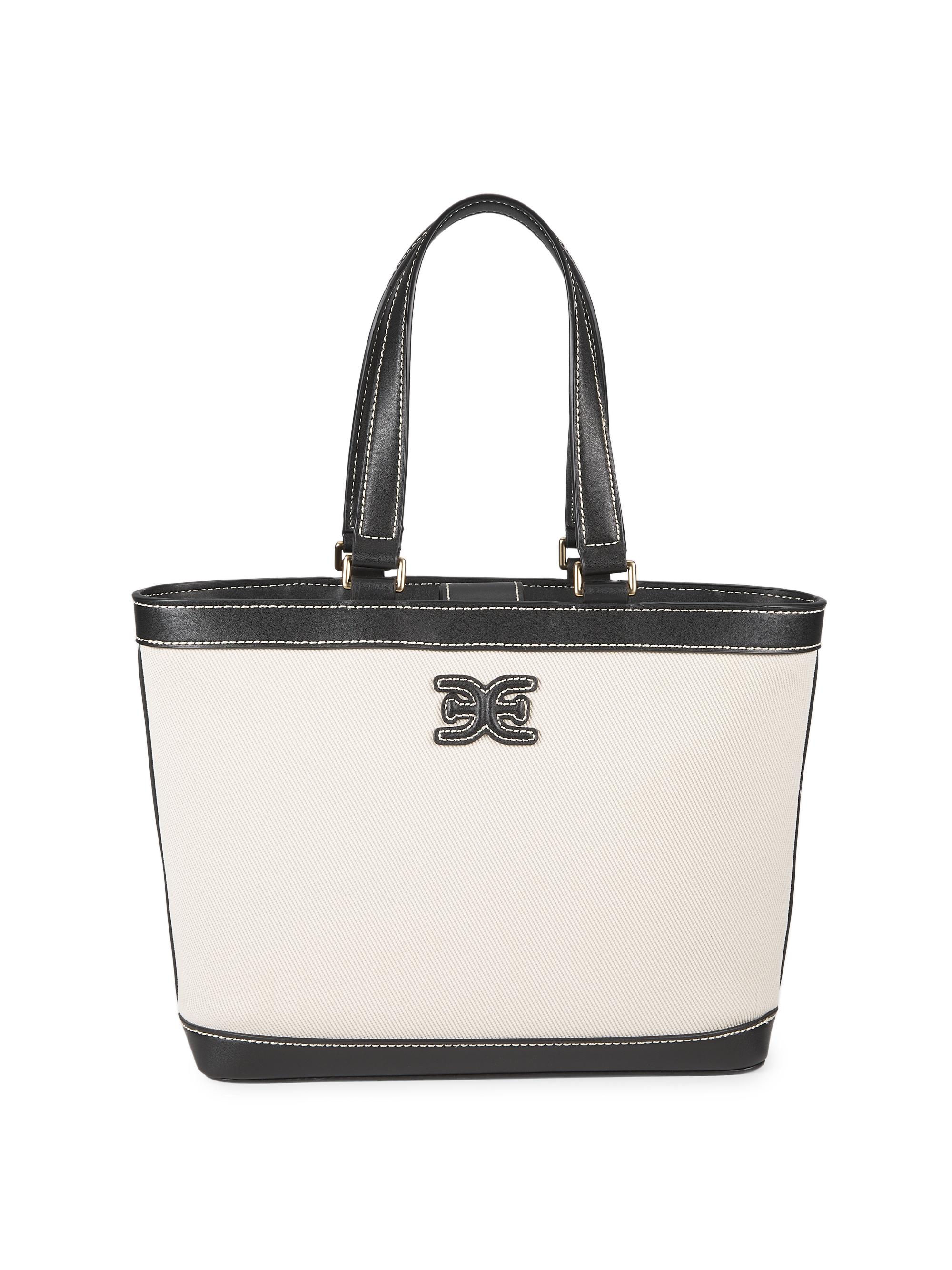 Click here for Sam Edelman Womens Fitz Logo Canvas Tote - Black prices