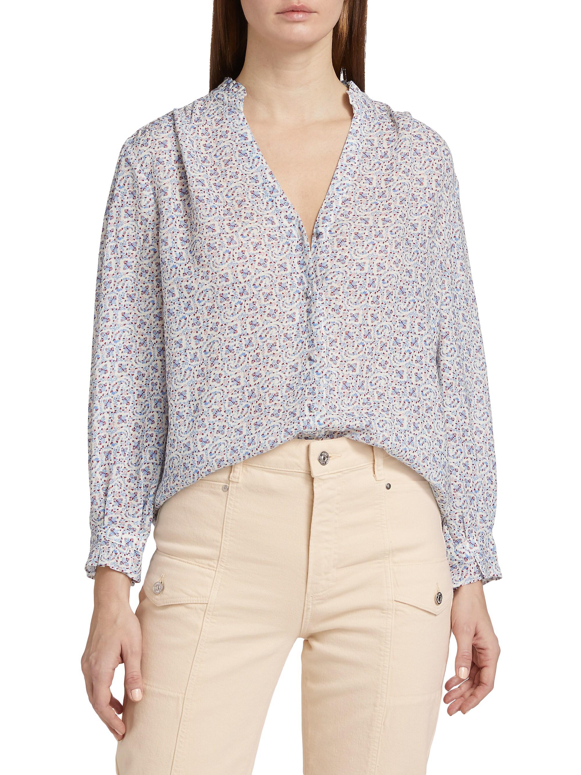 Click here for Paige Womens Keyra Paisley Shirt - French Blue Mul... prices
