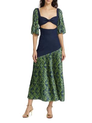 Click here for Claude Kameni Womens Jolie Mixed-Media Dress - Blu... prices