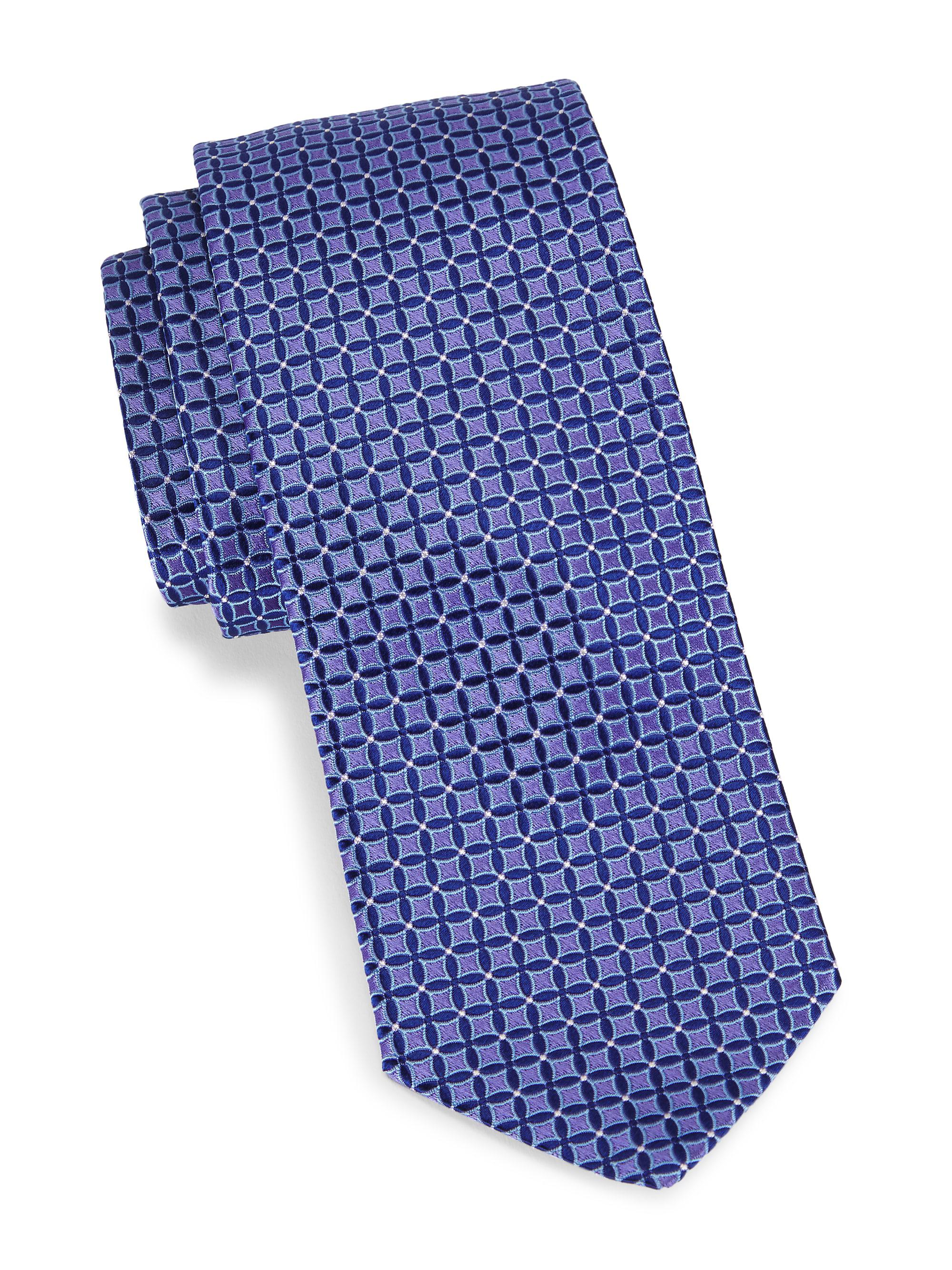 Click here for Eton Mens Geometric Silk Tie - Purple prices