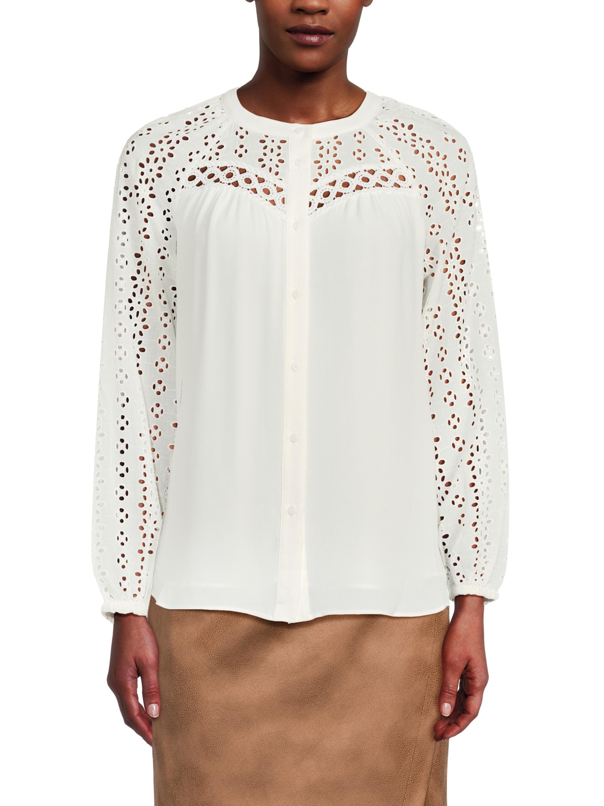 Click here for T Tahari Womens Schiffli Shirt - White Star - Size... prices