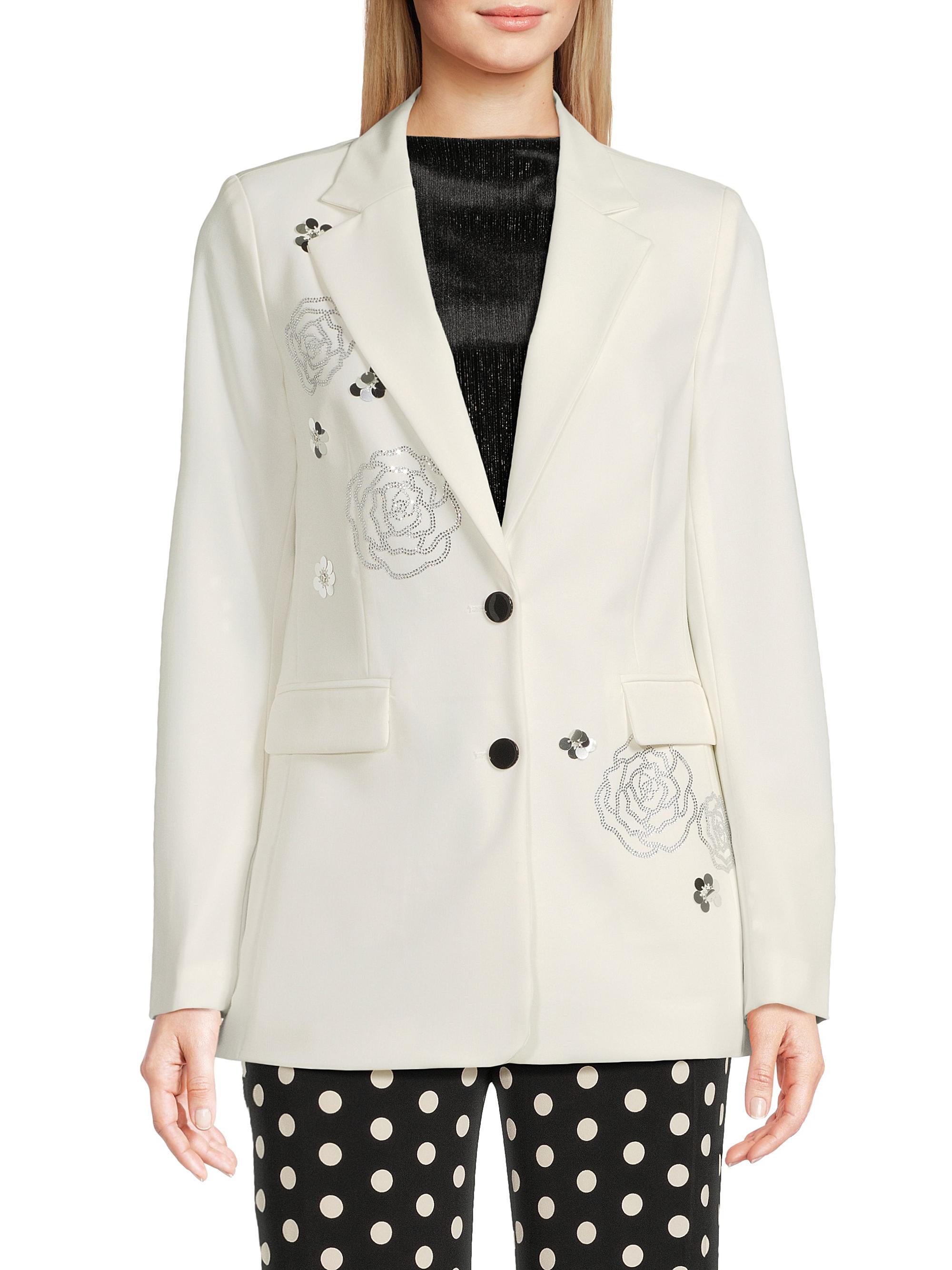 Click here for Karl Lagerfeld Paris Womens Blazer With Rose Motif... prices