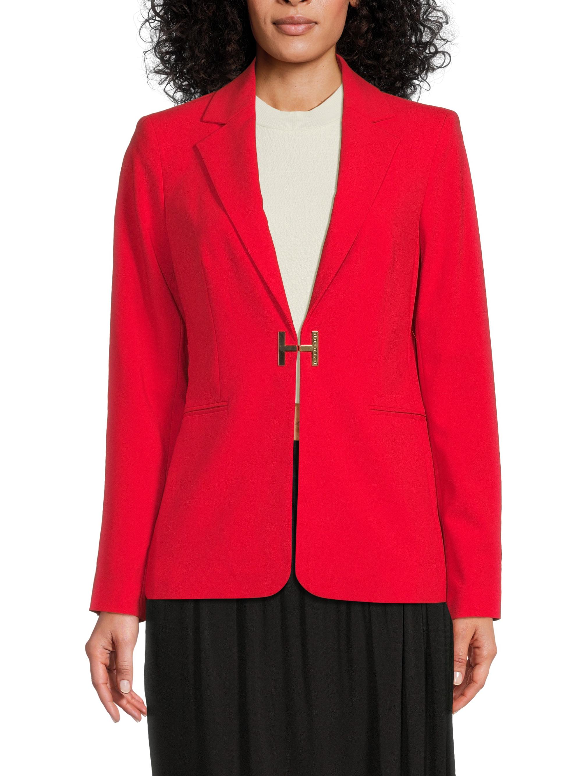Click here for Halston Womens H-Logo Hook-Front Blazer - Red - Si... prices