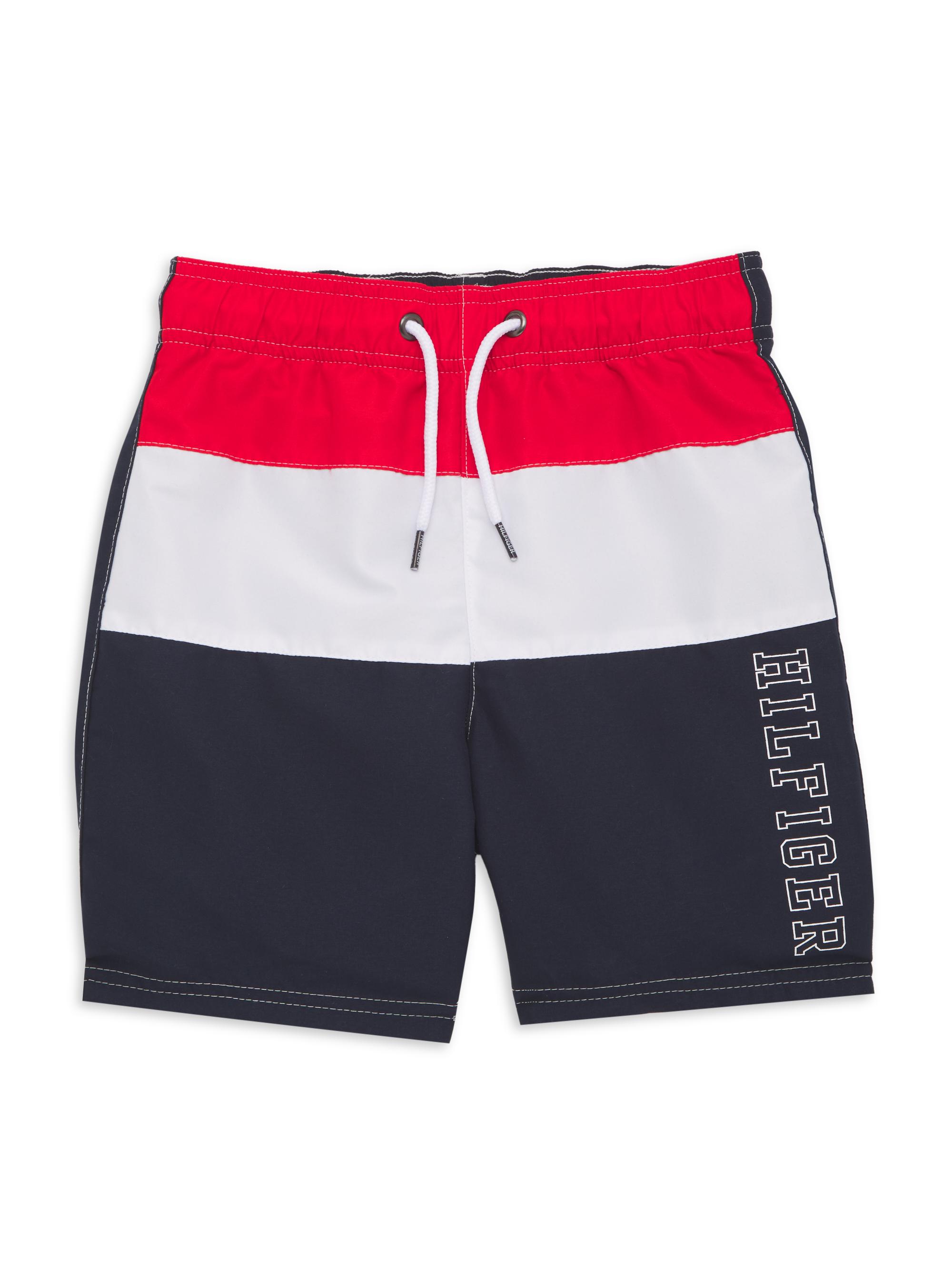 Click here for Tommy Hilfiger Boys Panel-Striped Swim Shorts - Na... prices