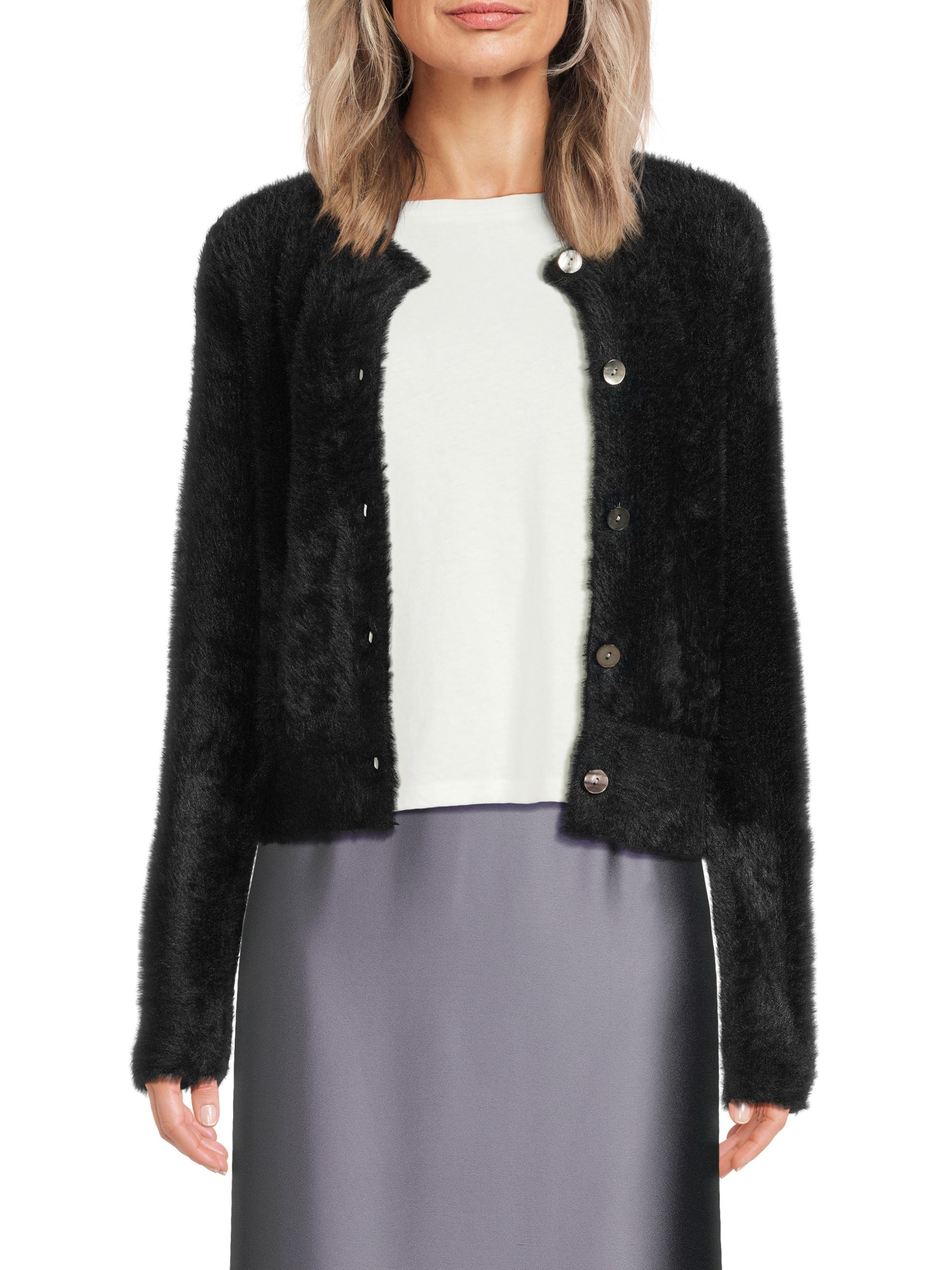 Click here for Vince Womens Eyelash Fuzzy Knit Cardigan - Black -... prices