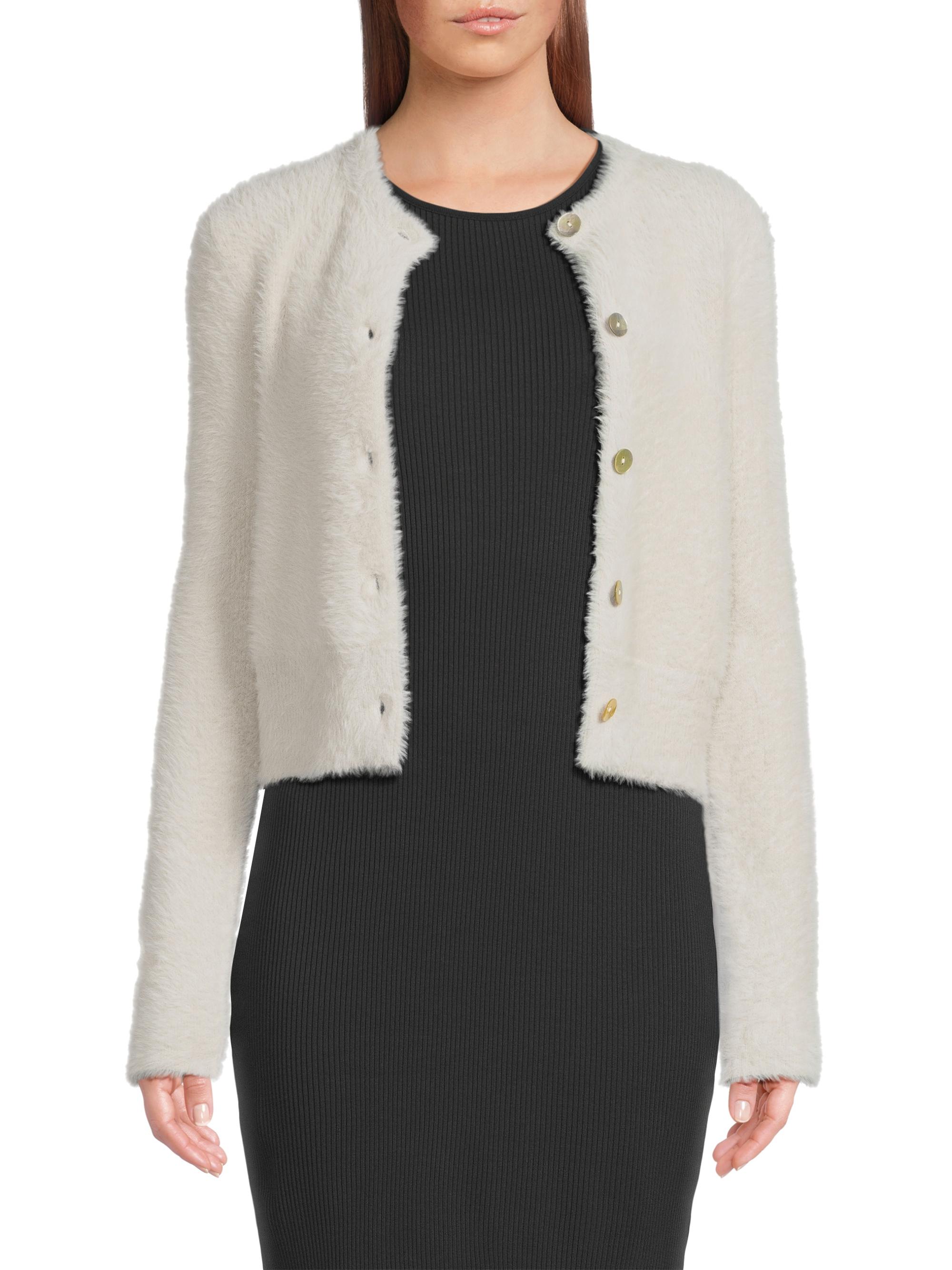 Click here for Vince Womens Eyelash Fuzzy Knit Cardigan - Light B... prices