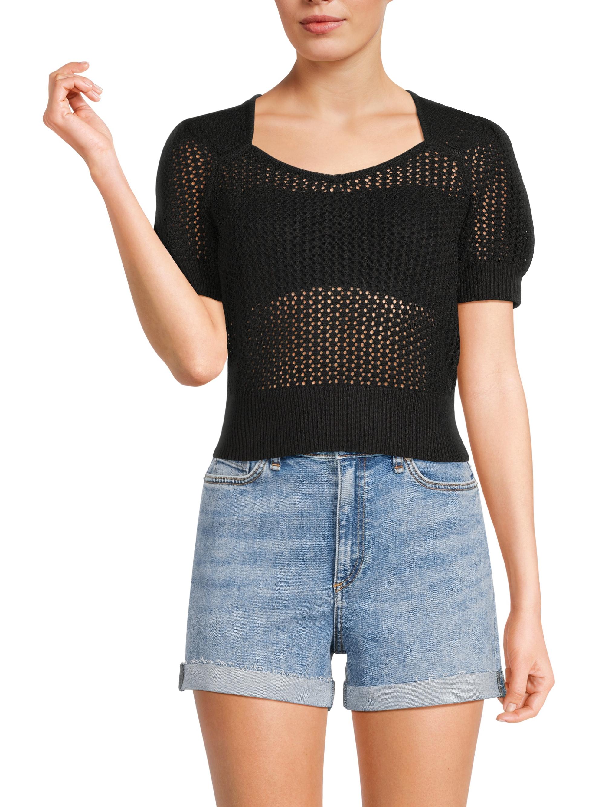 Click here for 7 For All Mankind Womens Knit Short-Sleeve Sweater... prices