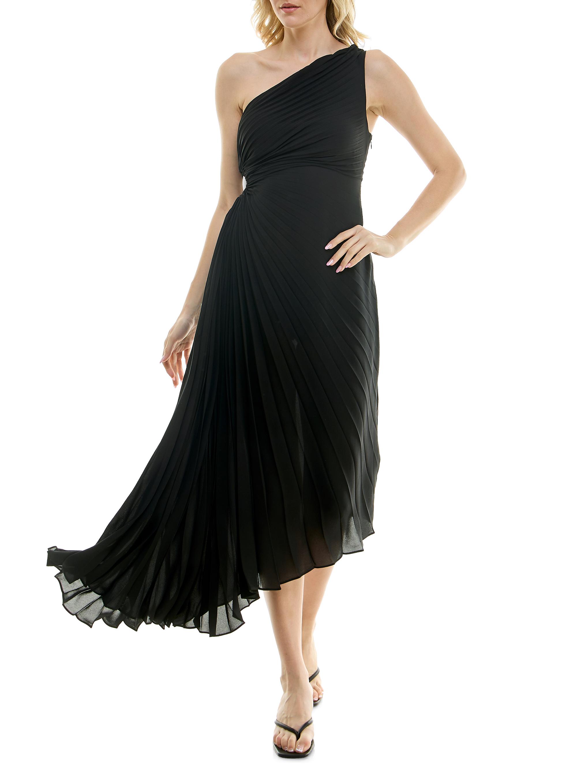 Click here for Nicole Miller Womens One-Shoulder Pleated Dress Wi... prices
