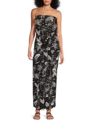 True Destinations Printed Silky Crepe Bandeau Cover-Up Jumpsuit on SALE ...