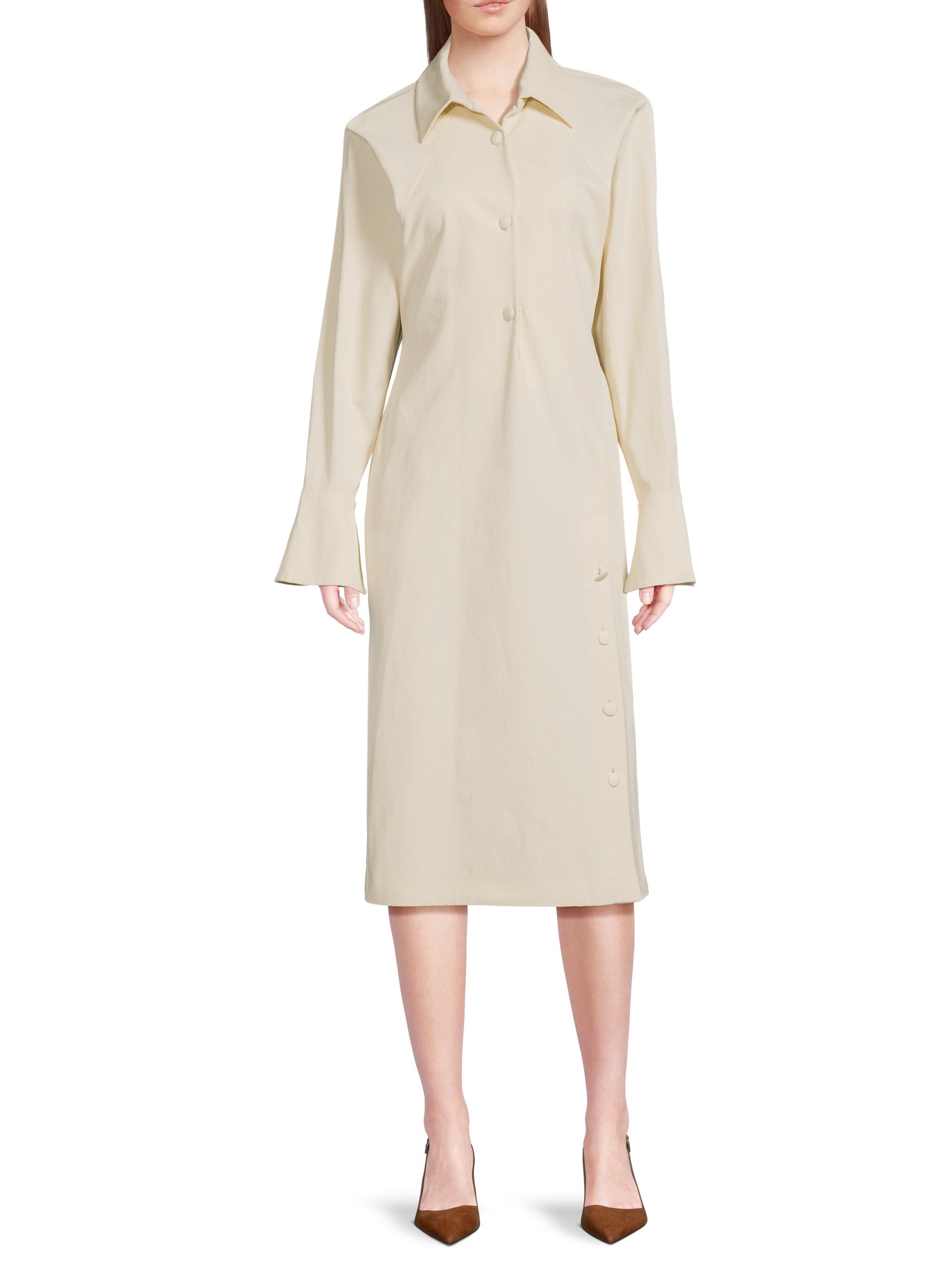 Click here for Bally Womens Flare-Cuff Shirtdress - Cream - Size... prices
