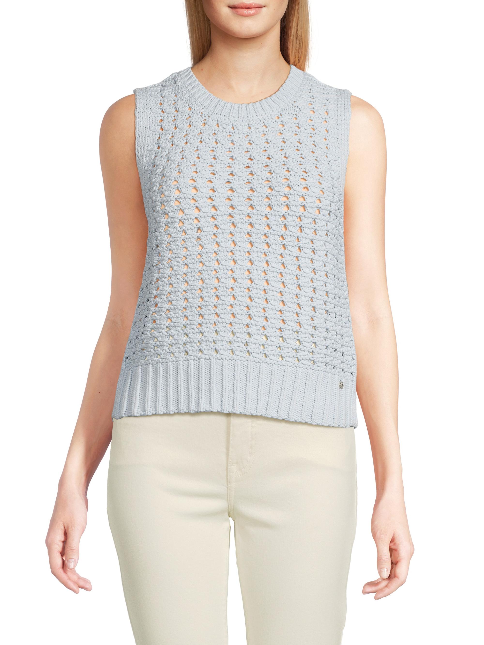 Click here for Dkny Womens Open Knit Vest - Skyway Blue - Size S prices