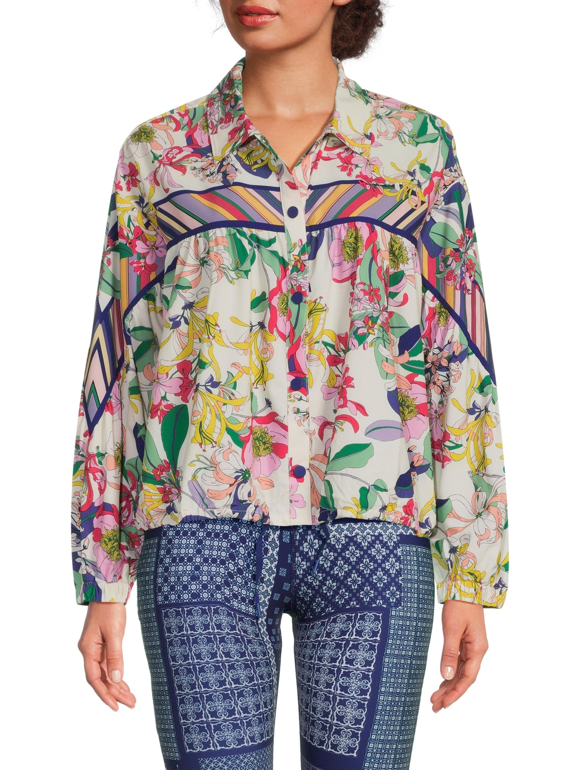 Click here for Johnny Was Womens Bee Active Floral Print Shirt -... prices