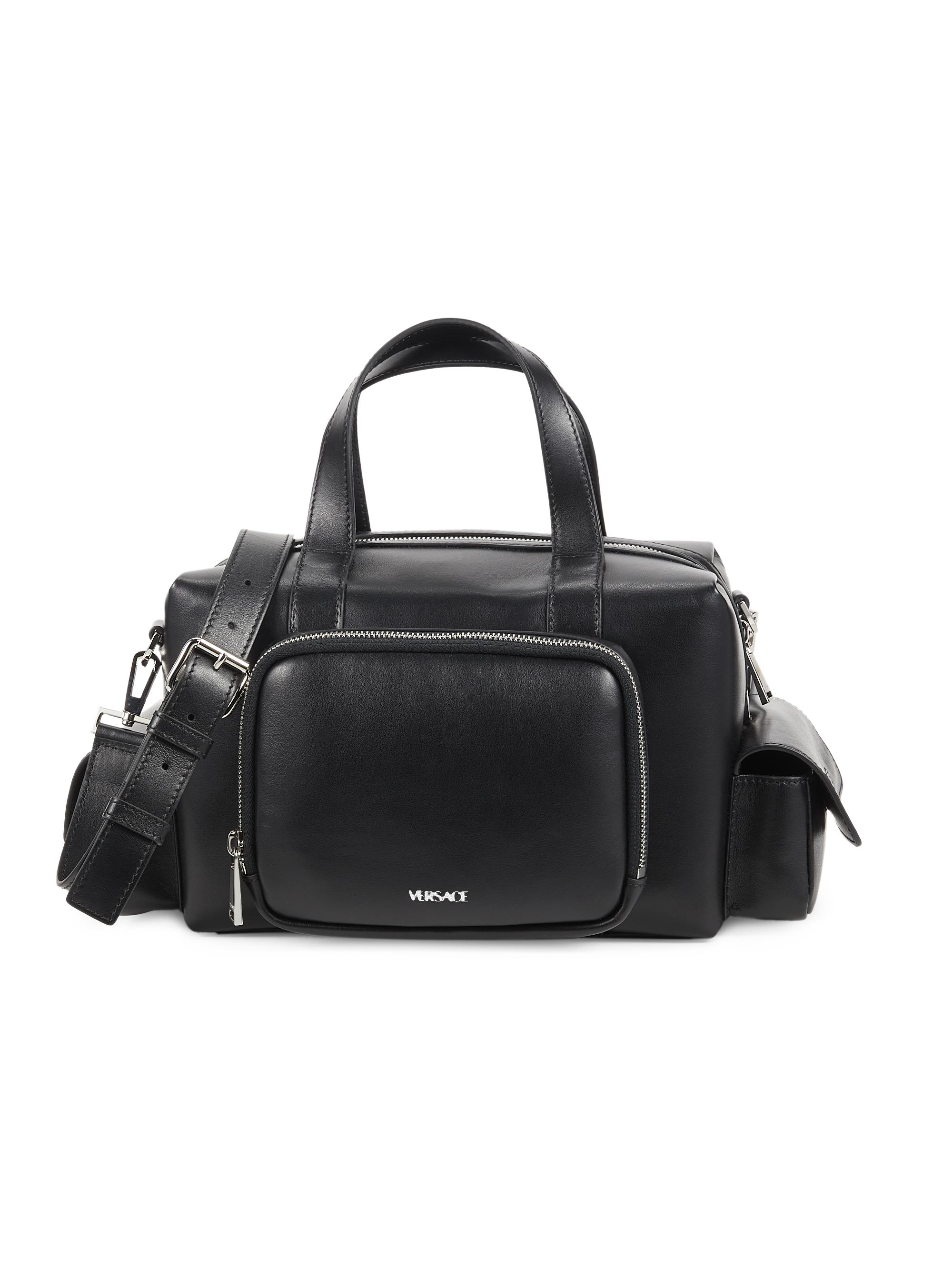 Click here for Versace Mens Boston Leather Duffle Bag - Black prices