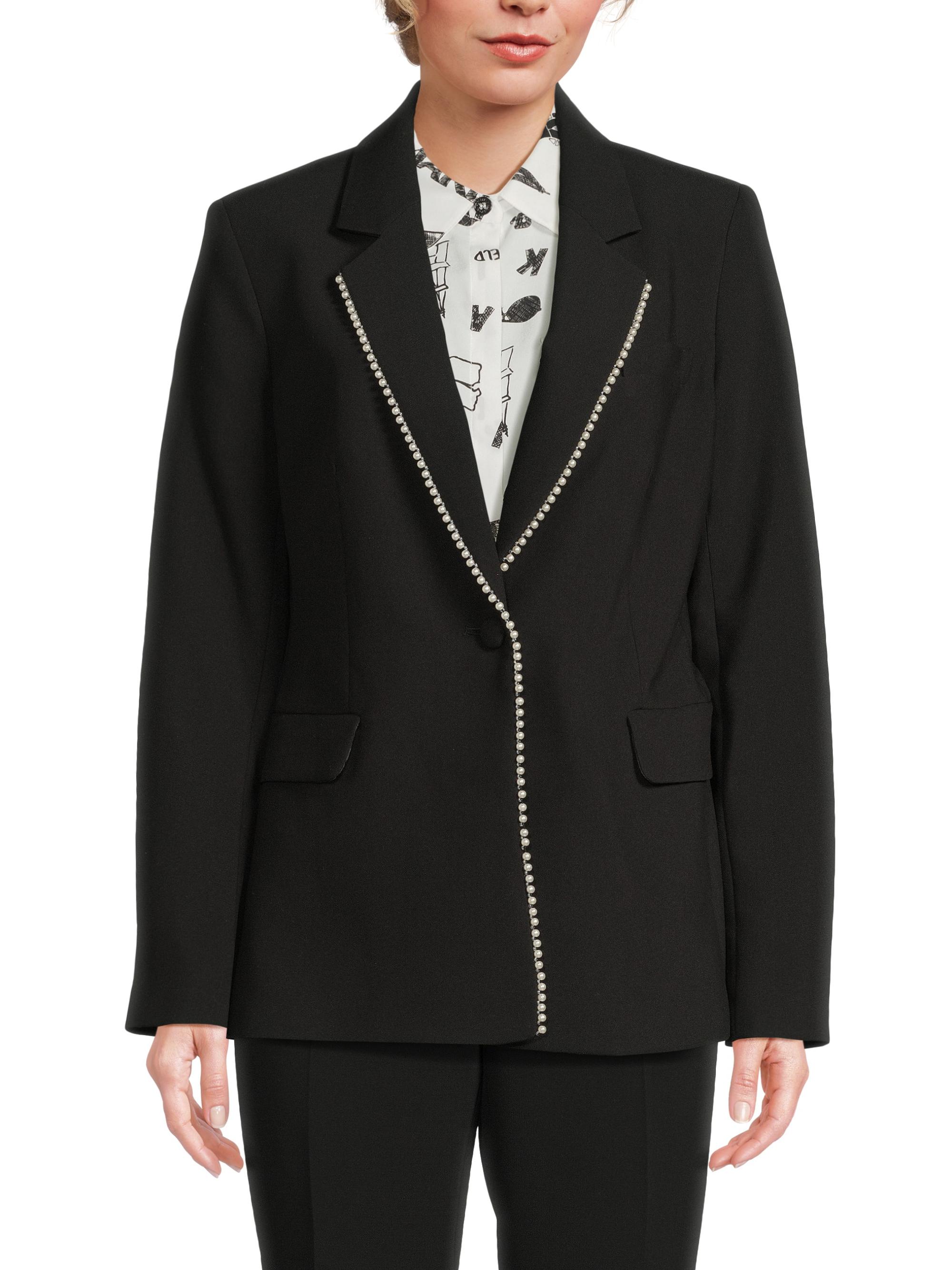 Click here for Karl Lagerfeld Paris Womens Embellished Lapel Sing... prices