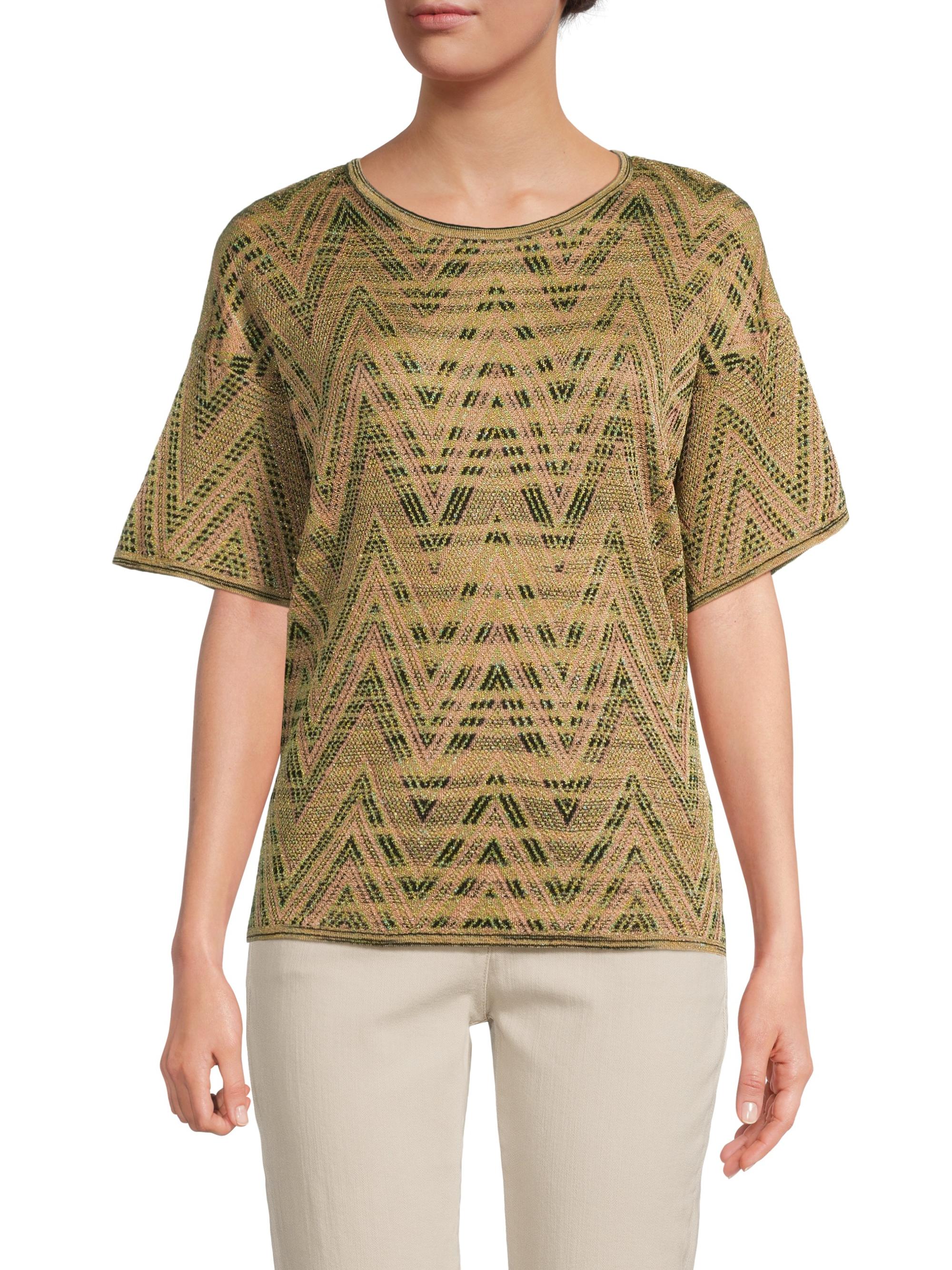 Click here for M Missoni Womens Chevron Wool-Blend Top - Brown Mu... prices