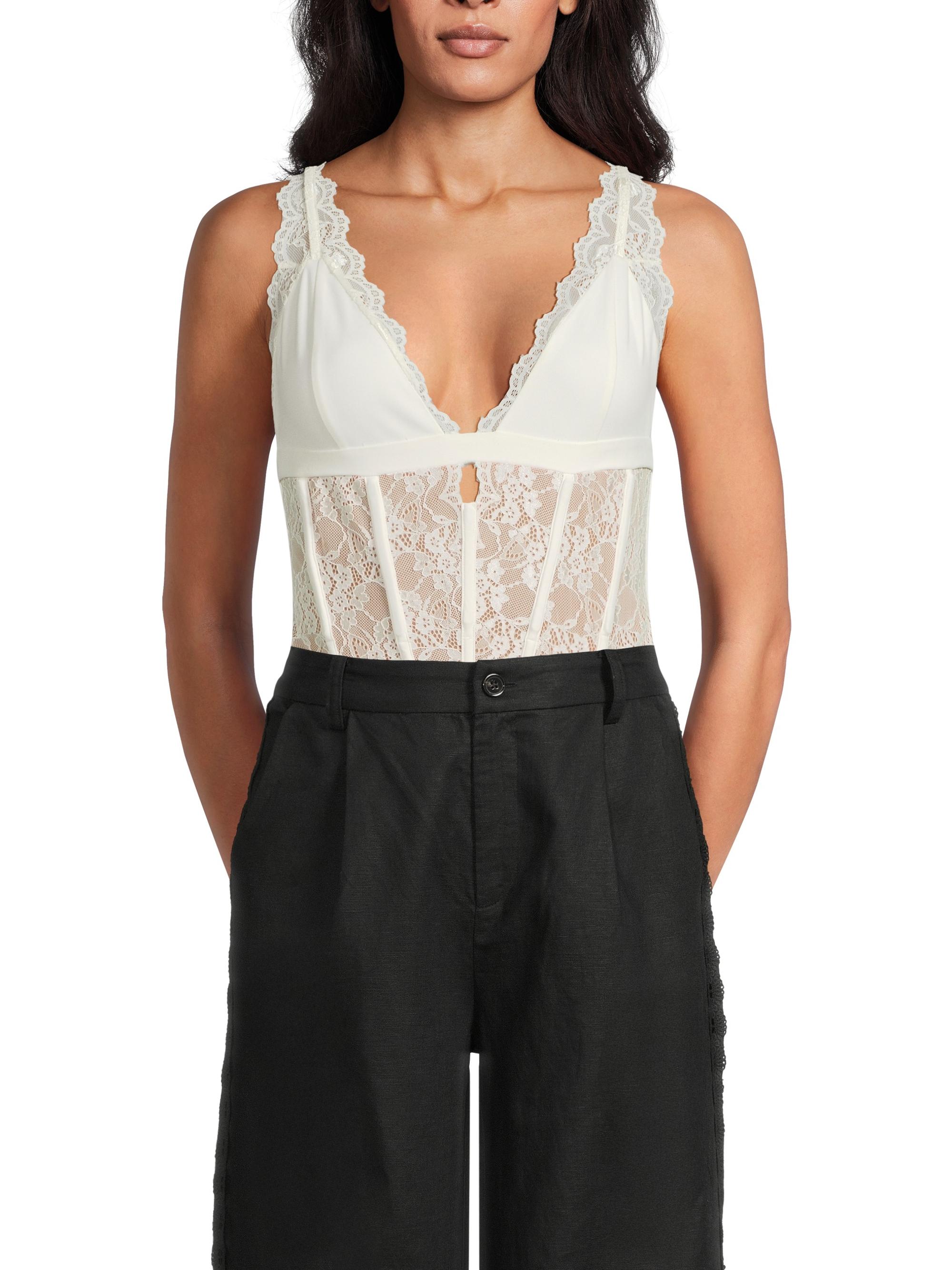 Click here for Cami Nyc Womens Carlotta Lace & Boning Bodysuit -... prices