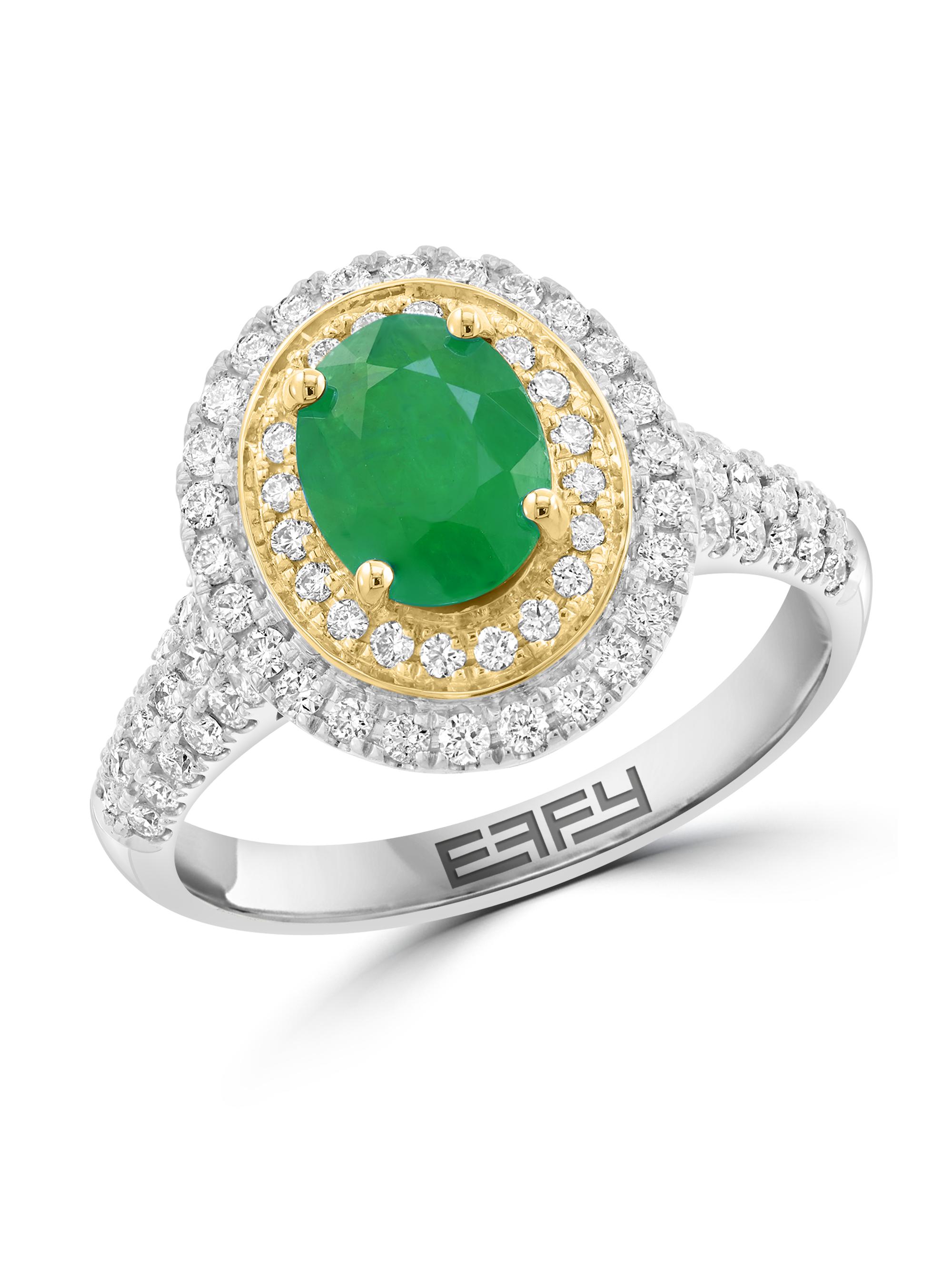 Click here for Effy Womens 14K White and Yellow Gold  Emerald & 0... prices