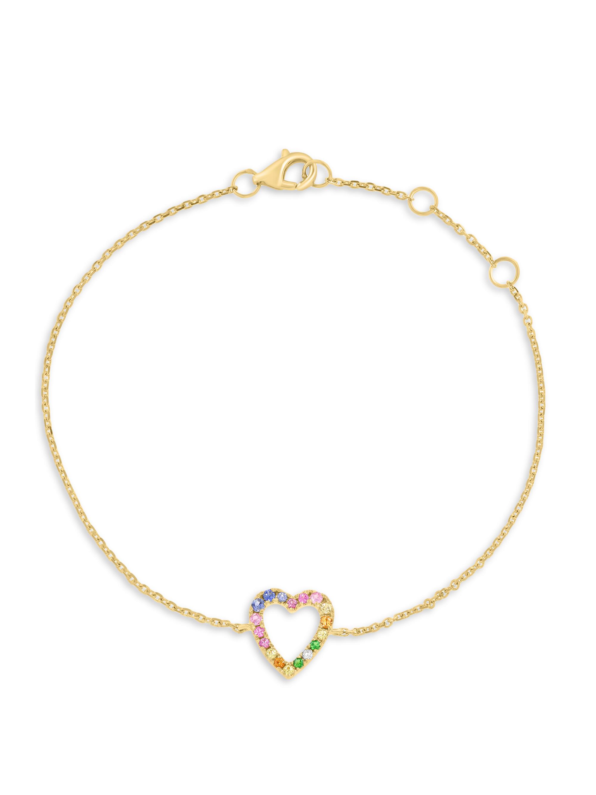 Click here for Effy Womens Multicolor Sapphire Heart 14K Yellow G... prices