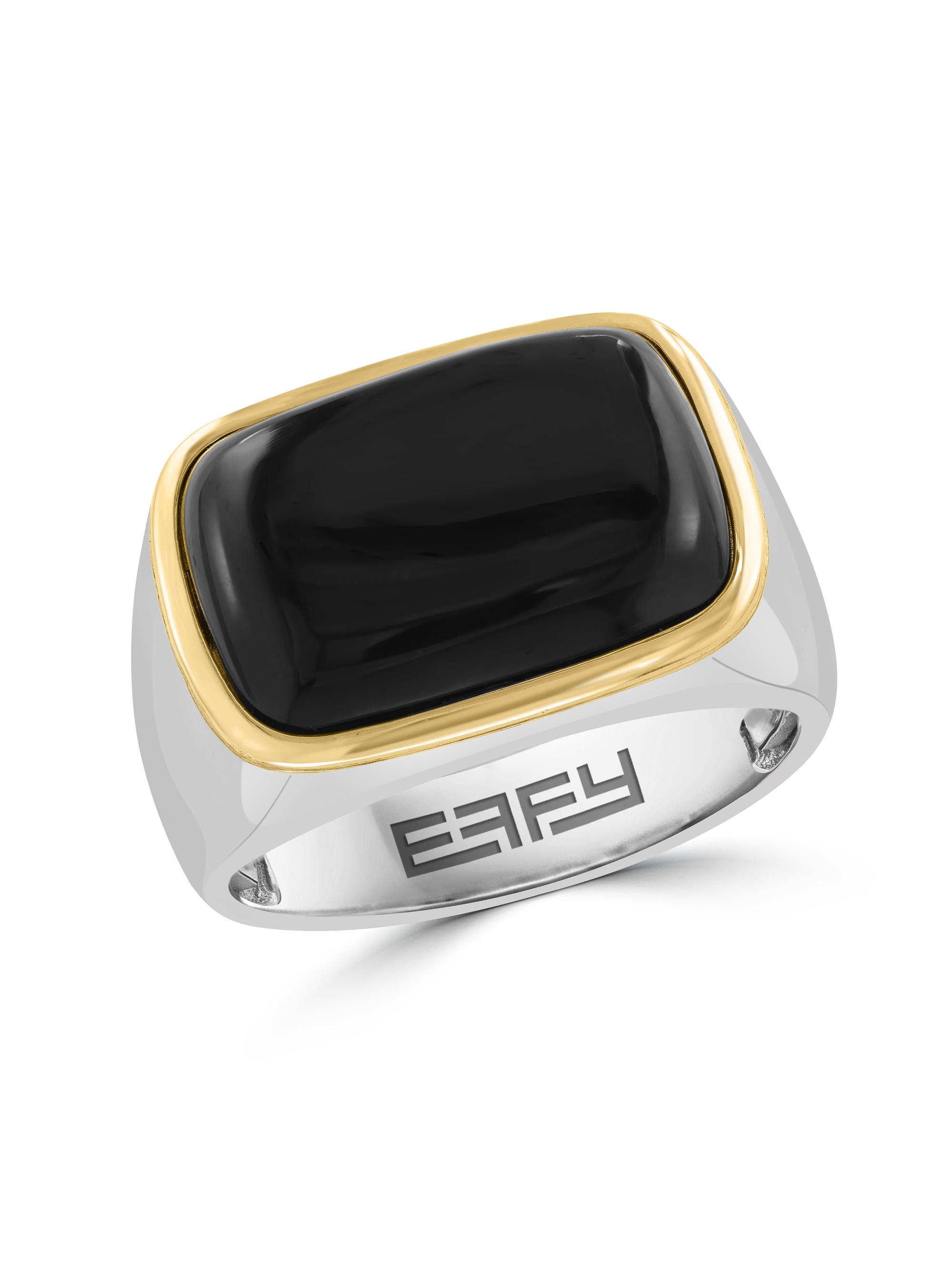 Click here for Effy Mens Sterling Silver/18K Yellow Gold Onyx Rin... prices