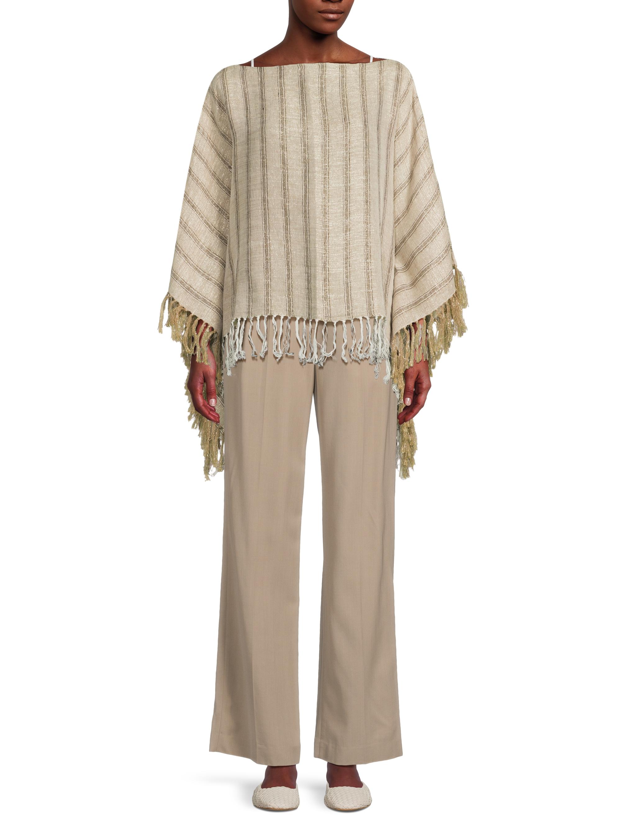 Click here for Brunello Cucinelli Womens Linen-Blend Striped Frin... prices