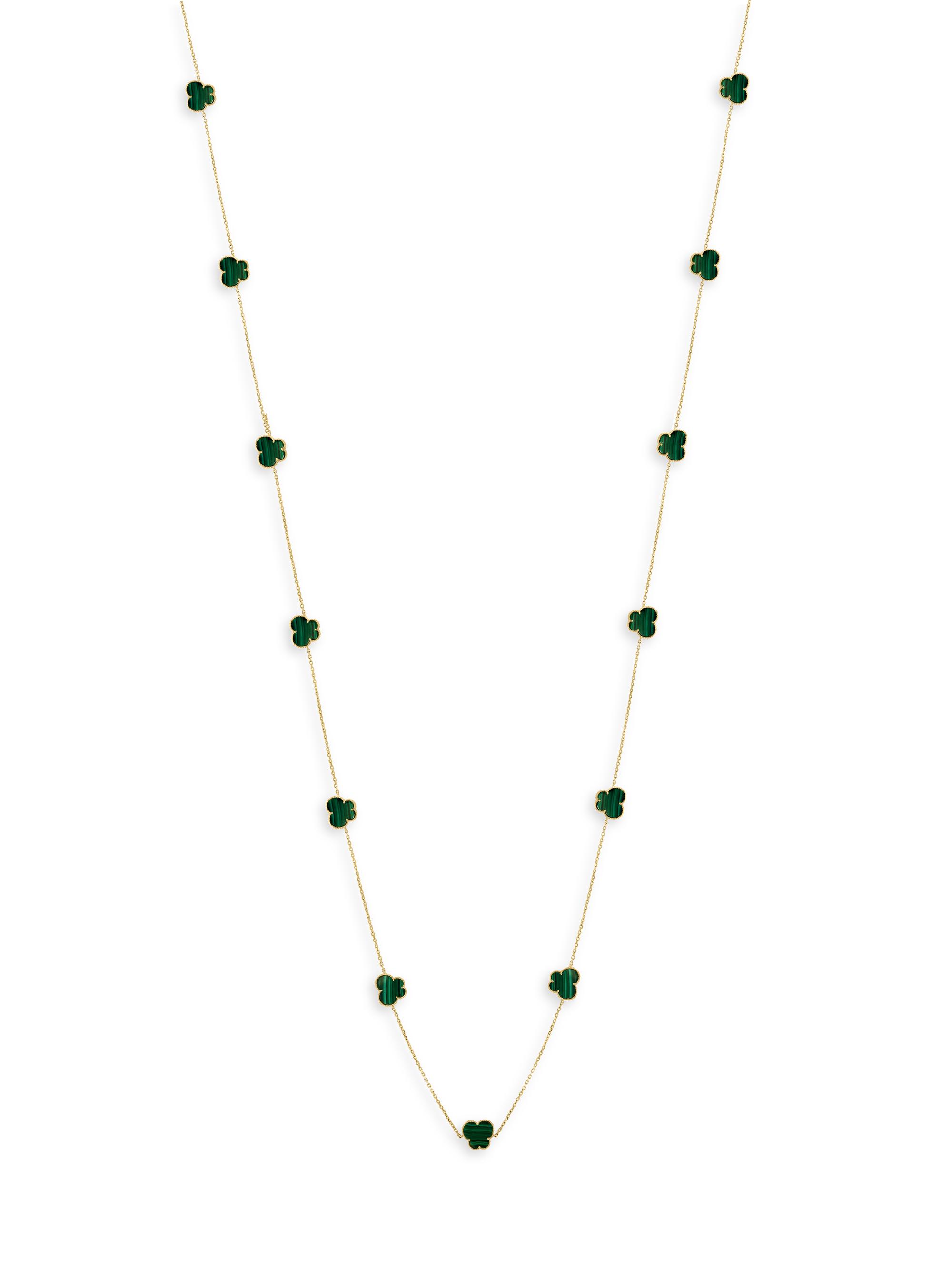 Click here for Effy Womens 14K Yellow Gold & Malachite Station Ne... prices