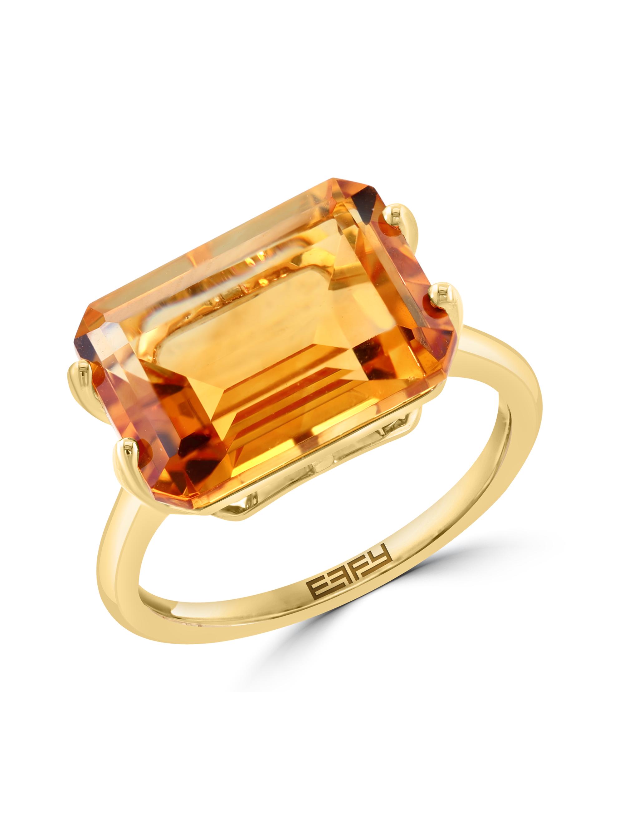 Click here for Effy Womens Emerald-Cut Citrine 14K Yellow Gold Ri... prices