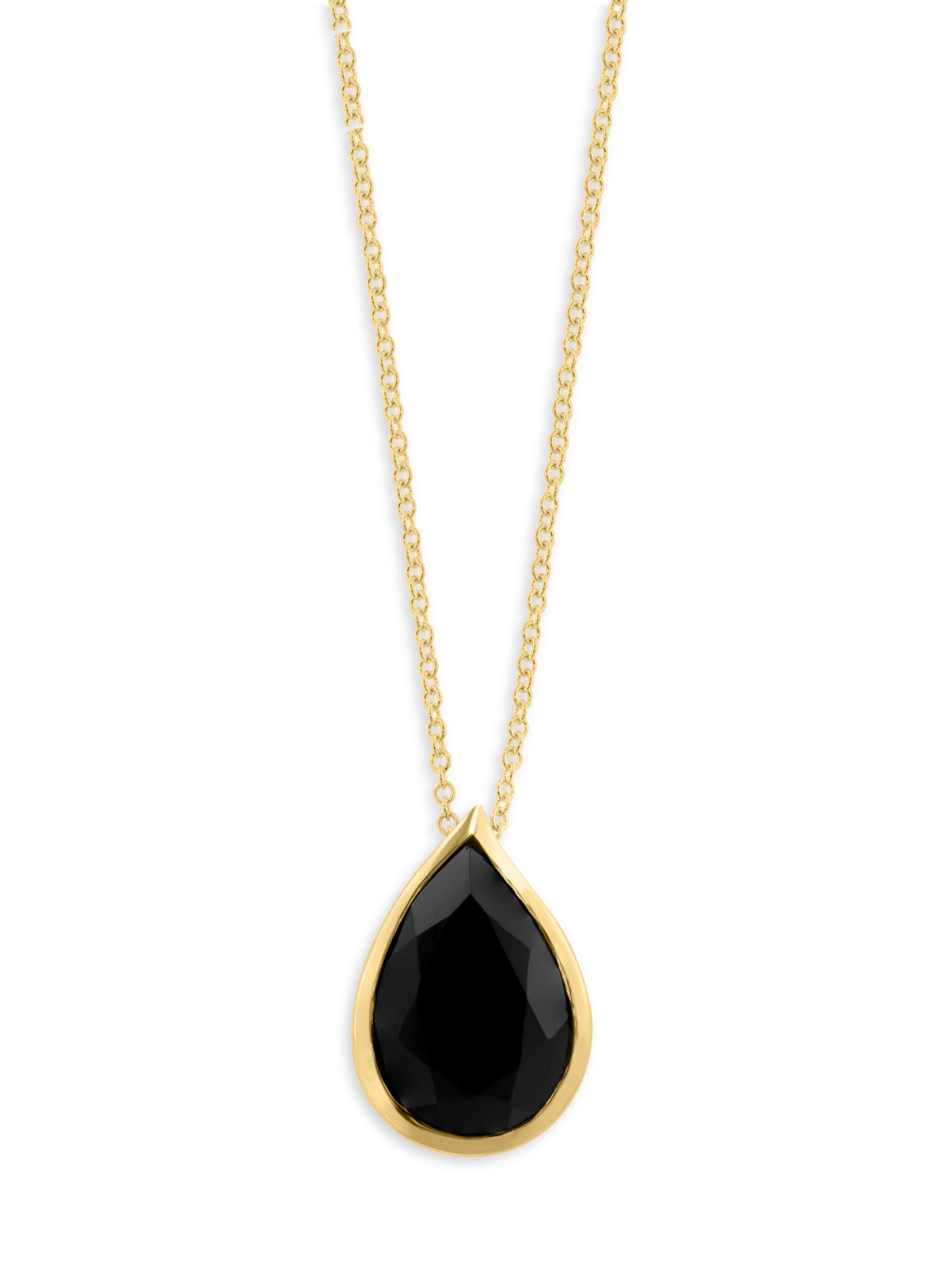 Click here for Effy Womens 14K Yellow Gold & Onyx Pendant Necklac... prices