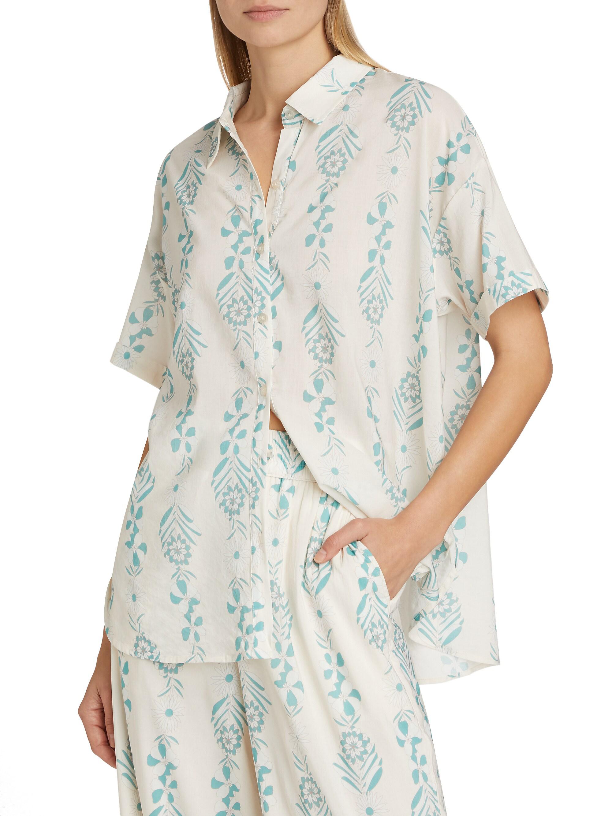 Click here for Splendid Womens Floral Short-Sleeve Shirt - Turquo... prices