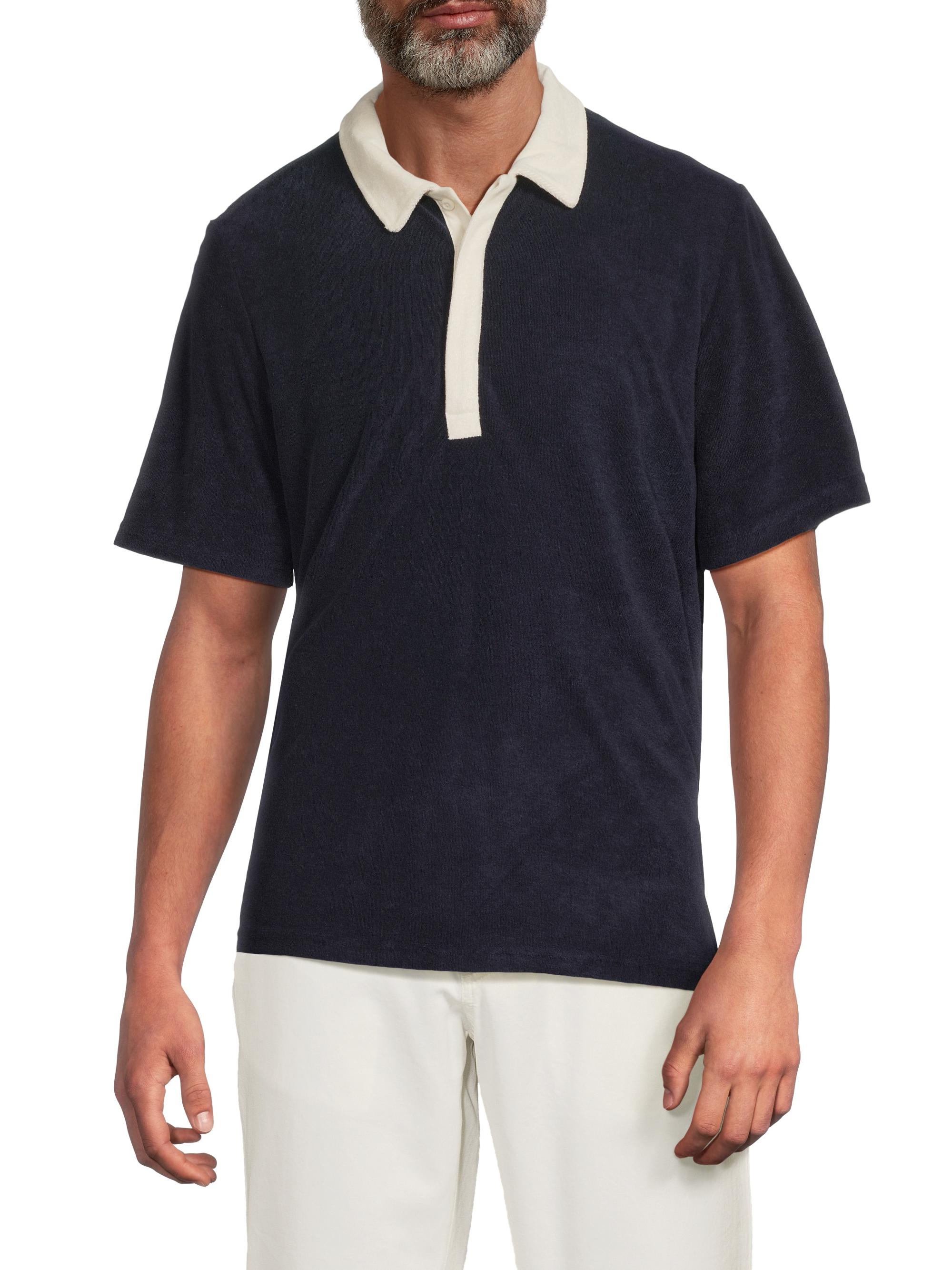 Click here for Onia Mens Contrast-Collar Terry Polo Shirt - Deep... prices