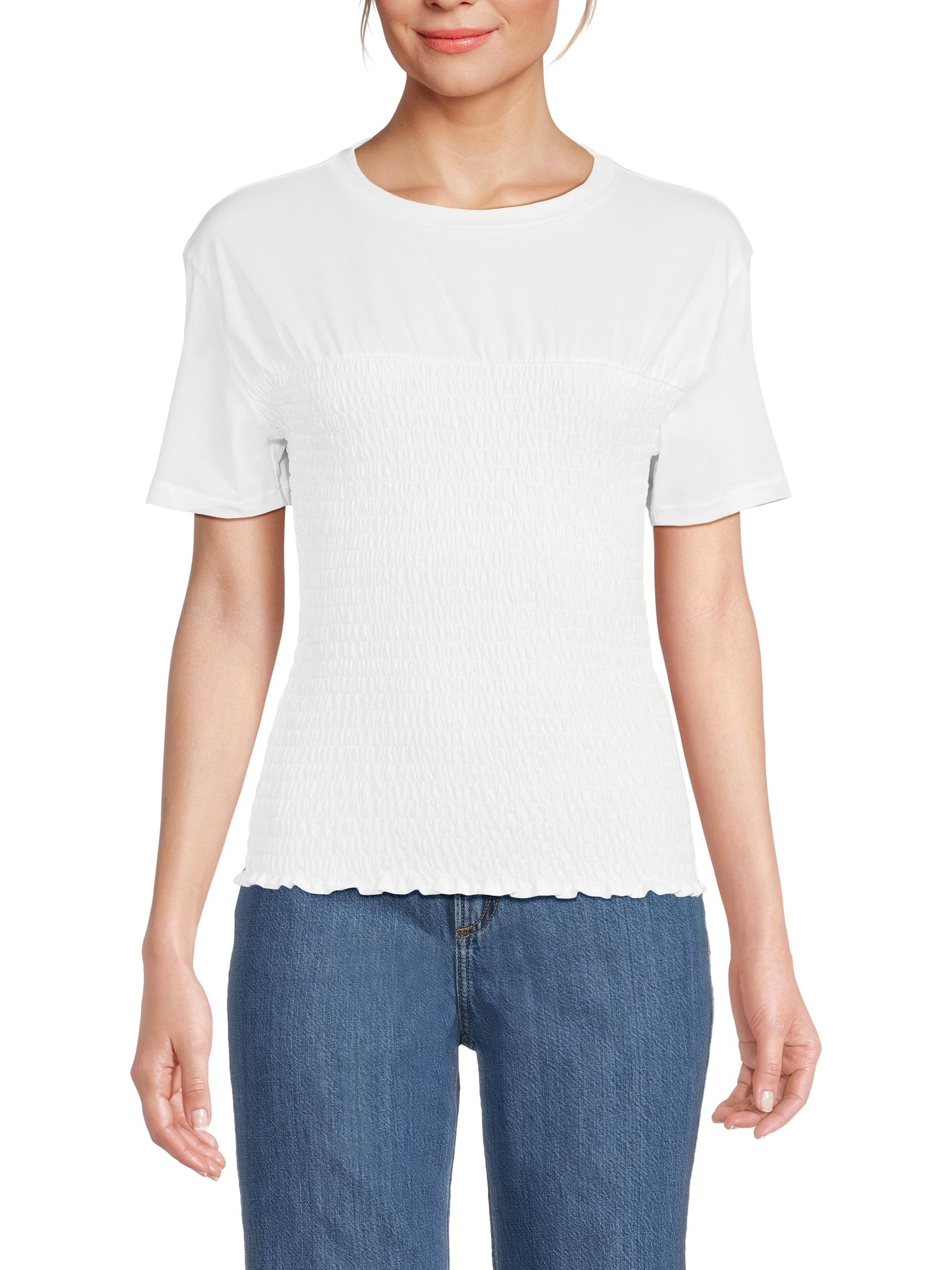 Click here for Rag & Bone Womens Smocked Cotton T-Shirt - White -... prices