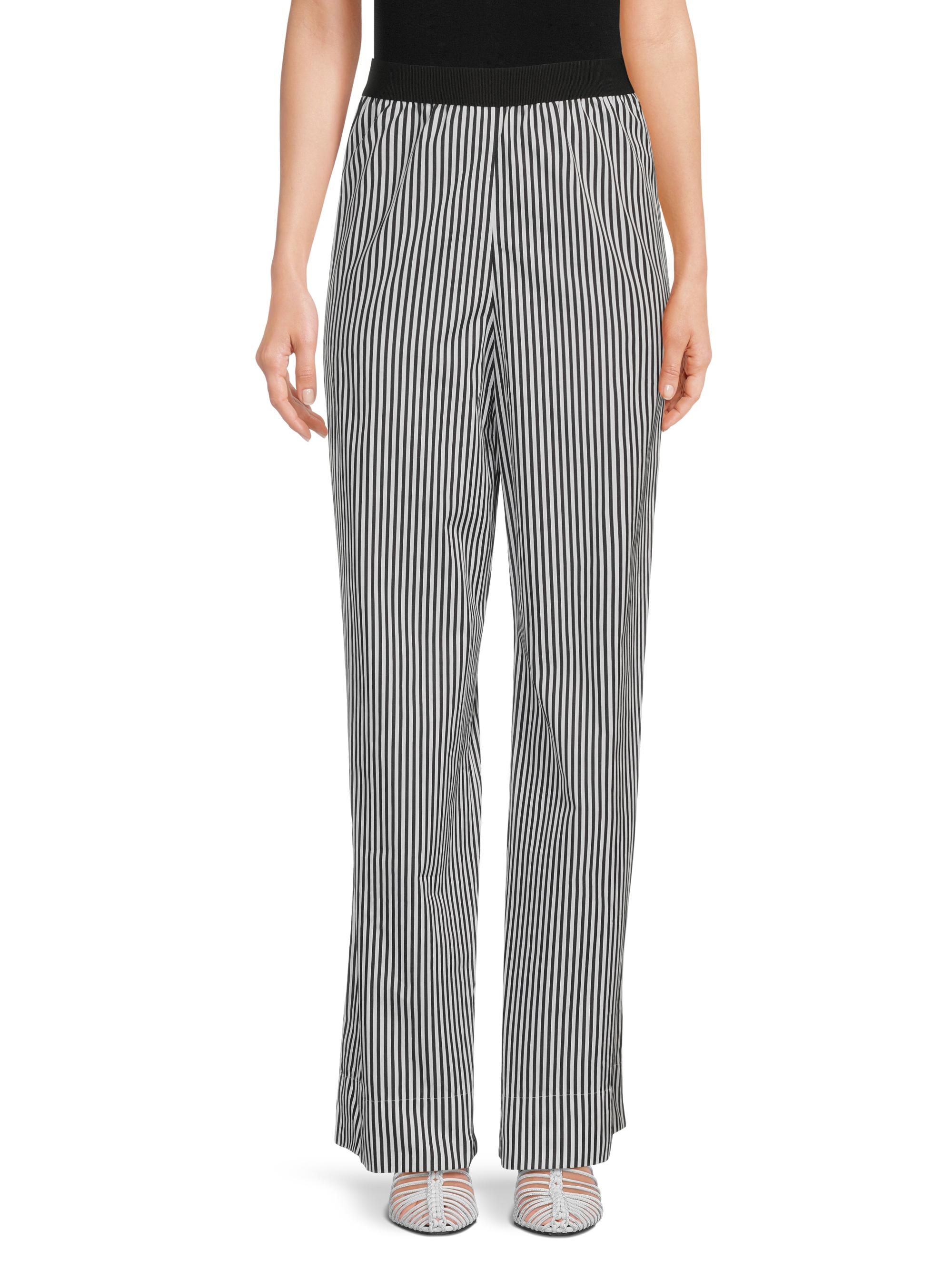 Click here for Wingate Womens Striped Cotton Wide Leg Pants - Bla... prices