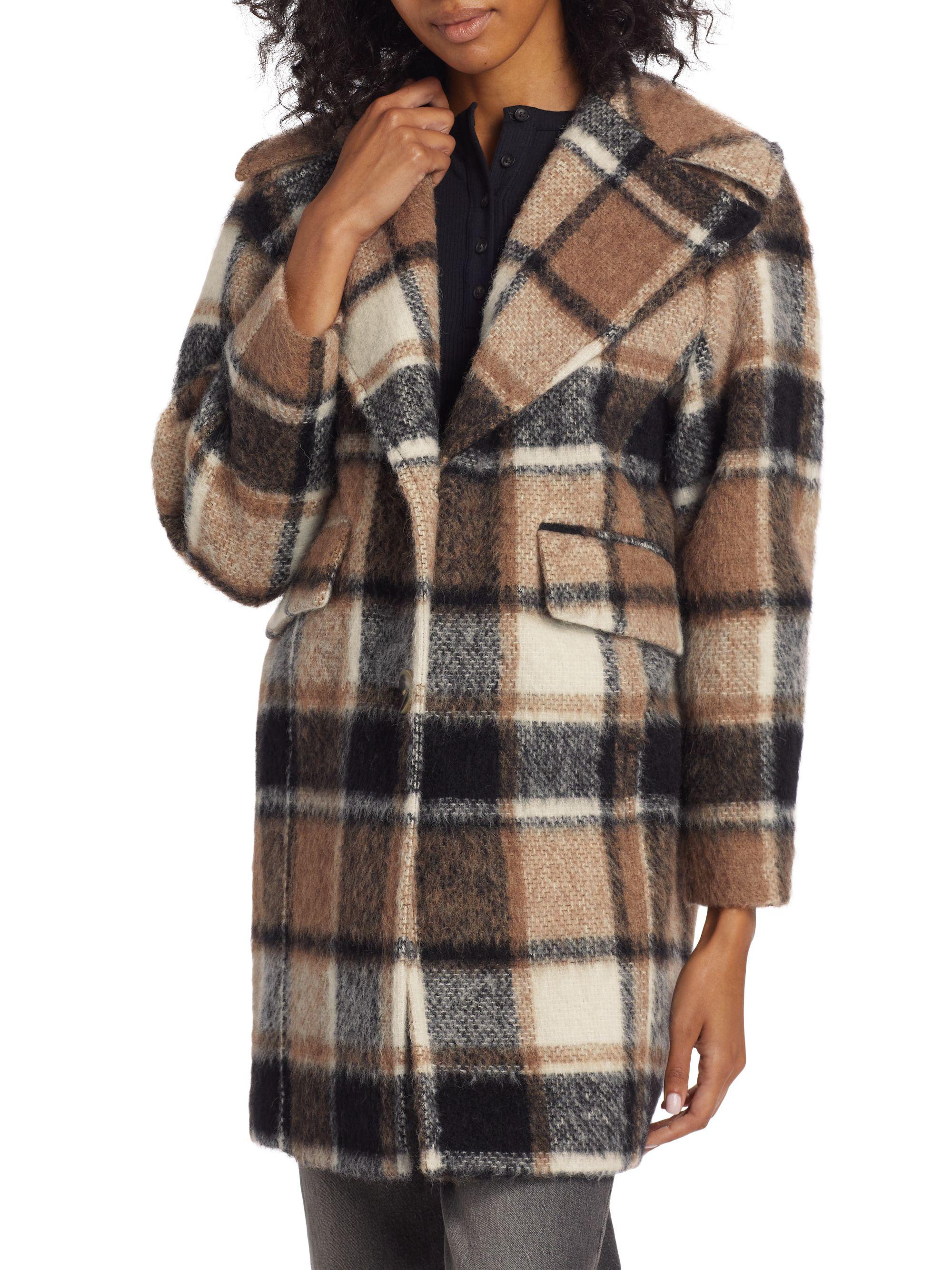 Click here for Mercer Collective Womens Izzy Plaid Cocoon Coat -... prices