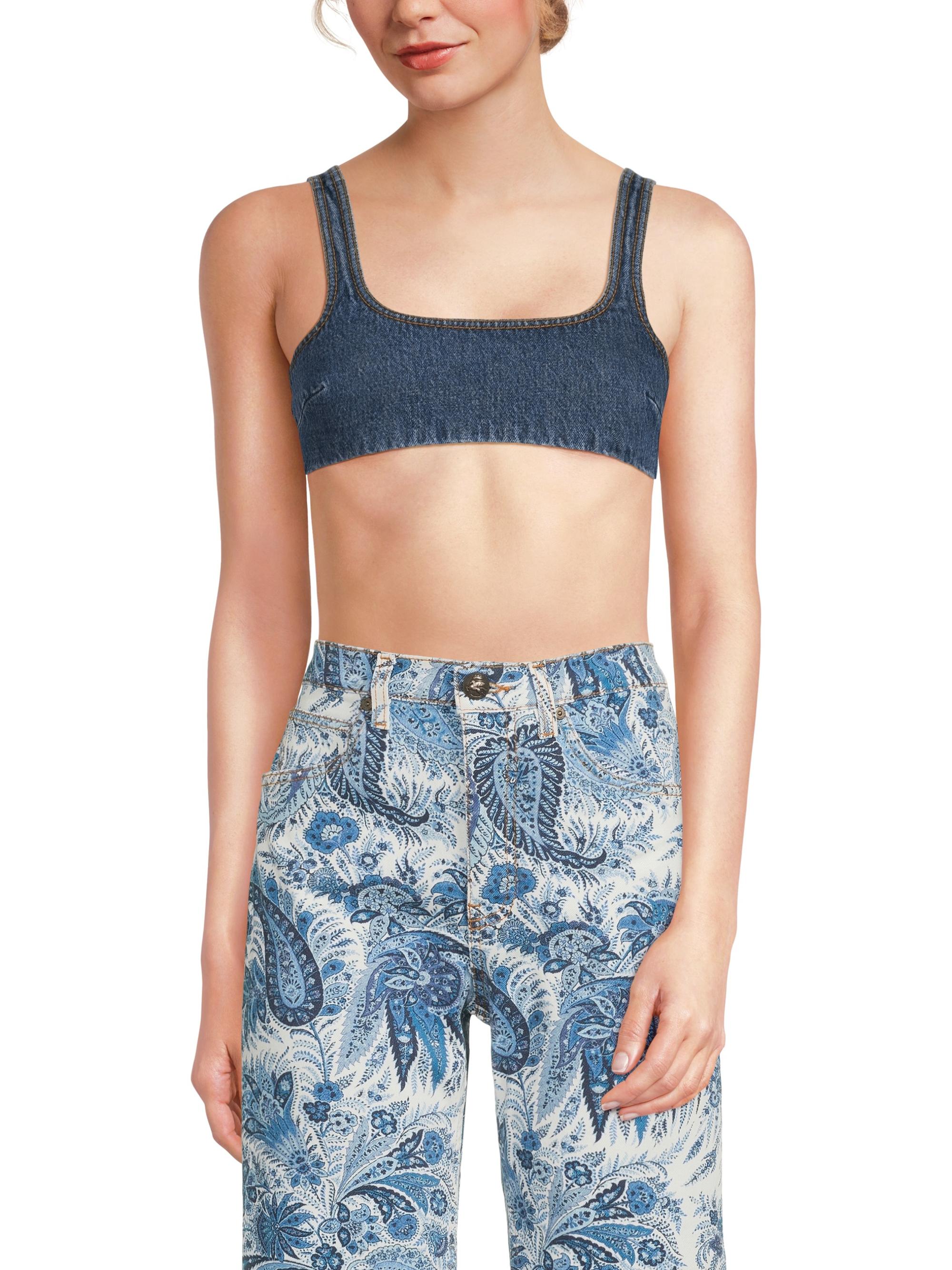 Click here for Etro Womens Cotton Denim Crop Top - Blue Denim - S... prices