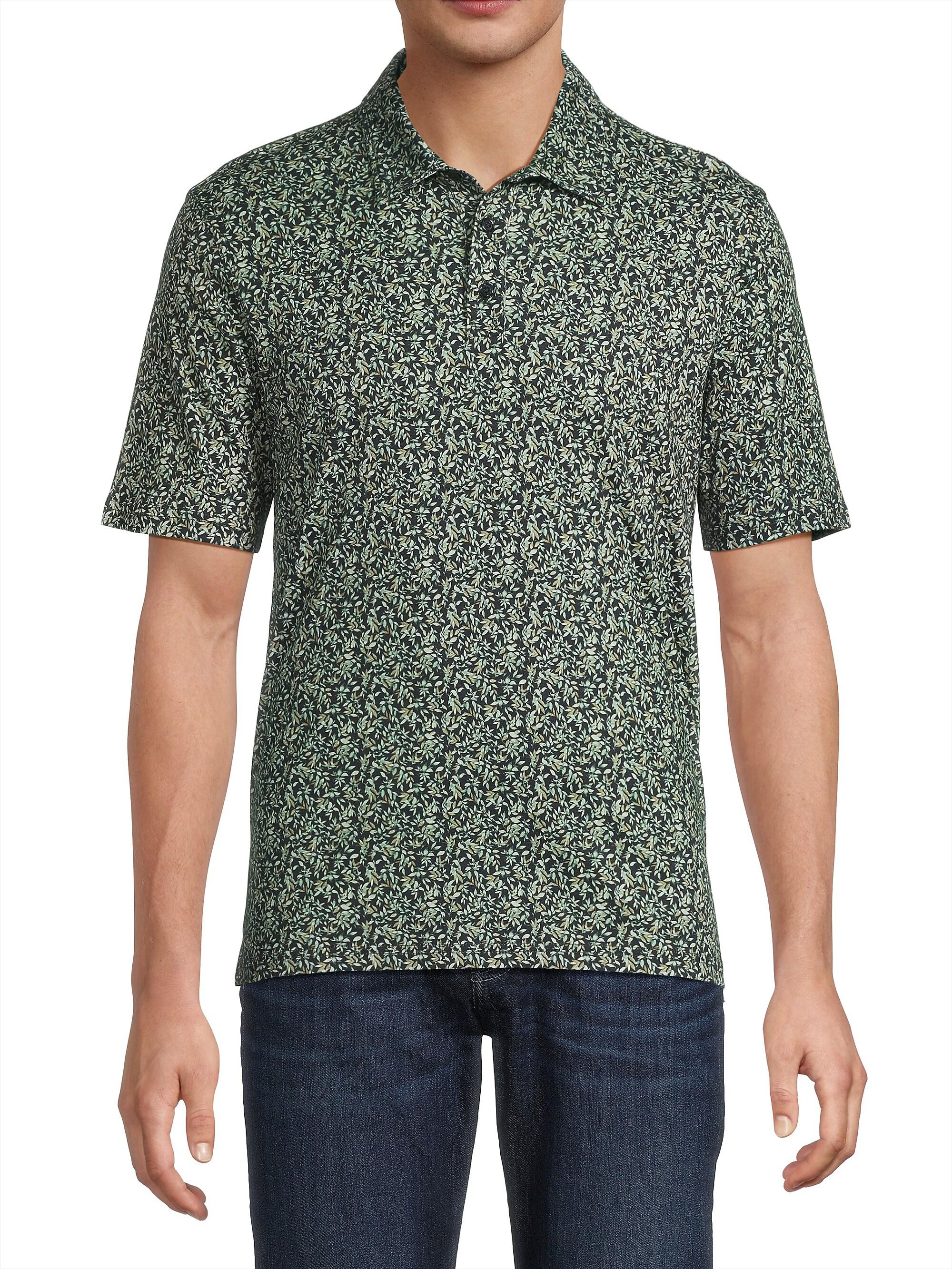 Click here for Saks Fifth Avenue Mens Leaf Print Cotton Shirt - G... prices