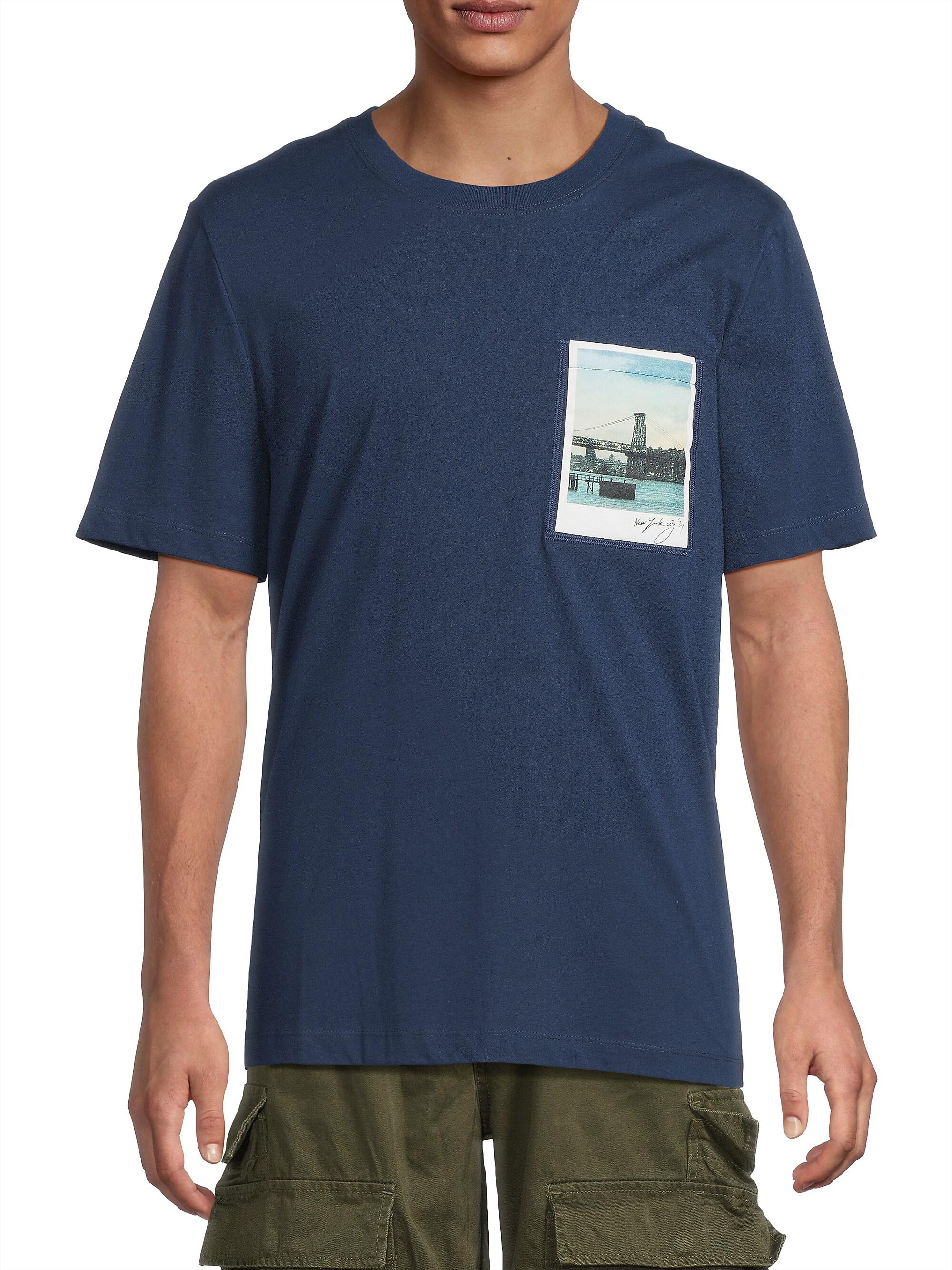Click here for Helmut Lang Mens K-Postcard Photo T-Shirt - Navy -... prices