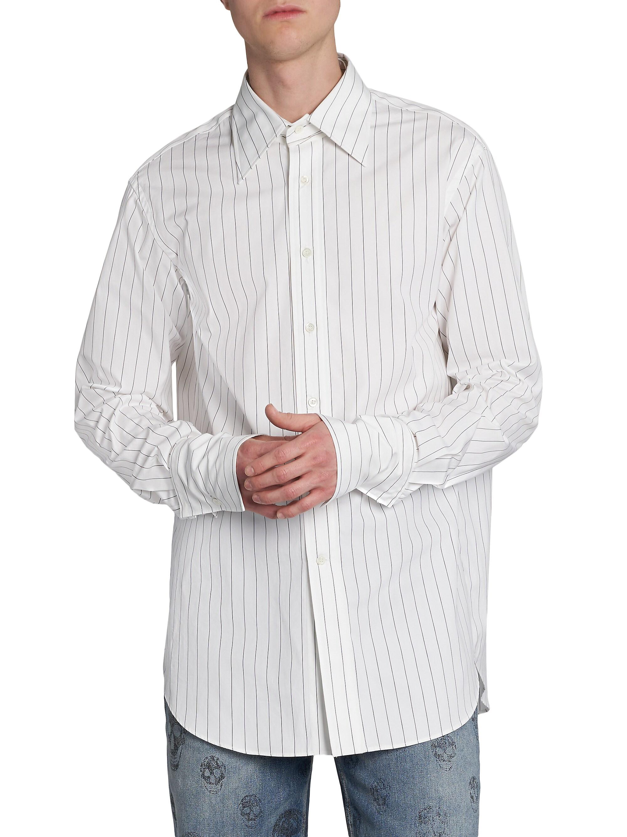 Click here for Mcqueen Mens Detachable Collar Cotton Shirt - Whit... prices