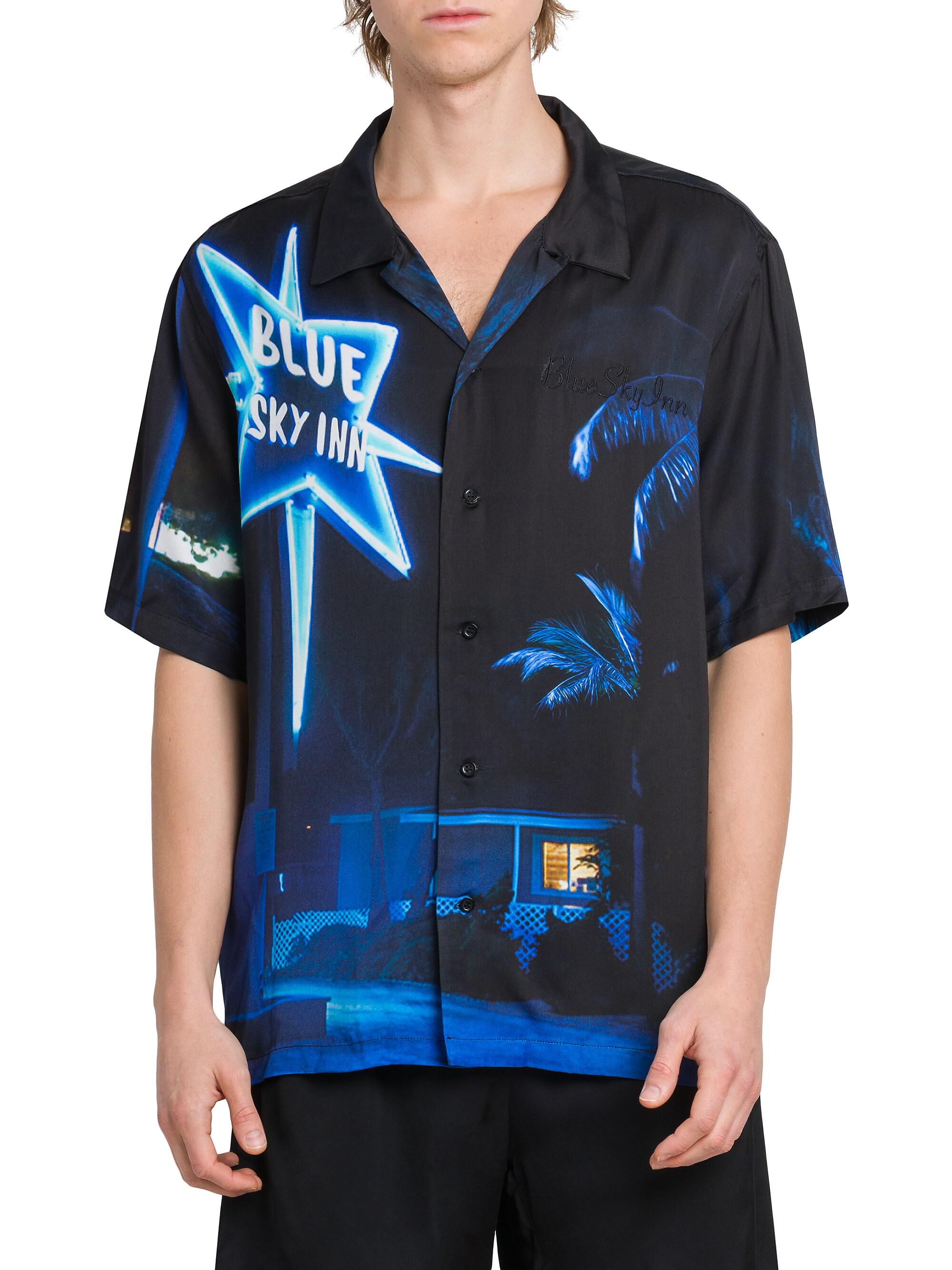 Click here for Blue Sky Inn Mens Star Sign Satin Camp Shirt - All... prices