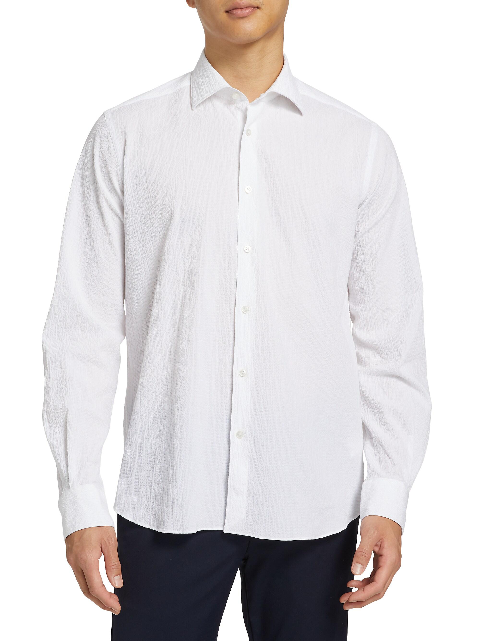 Click here for Saks Fifth Avenue Mens Seersucker Cotton Button-Fr... prices