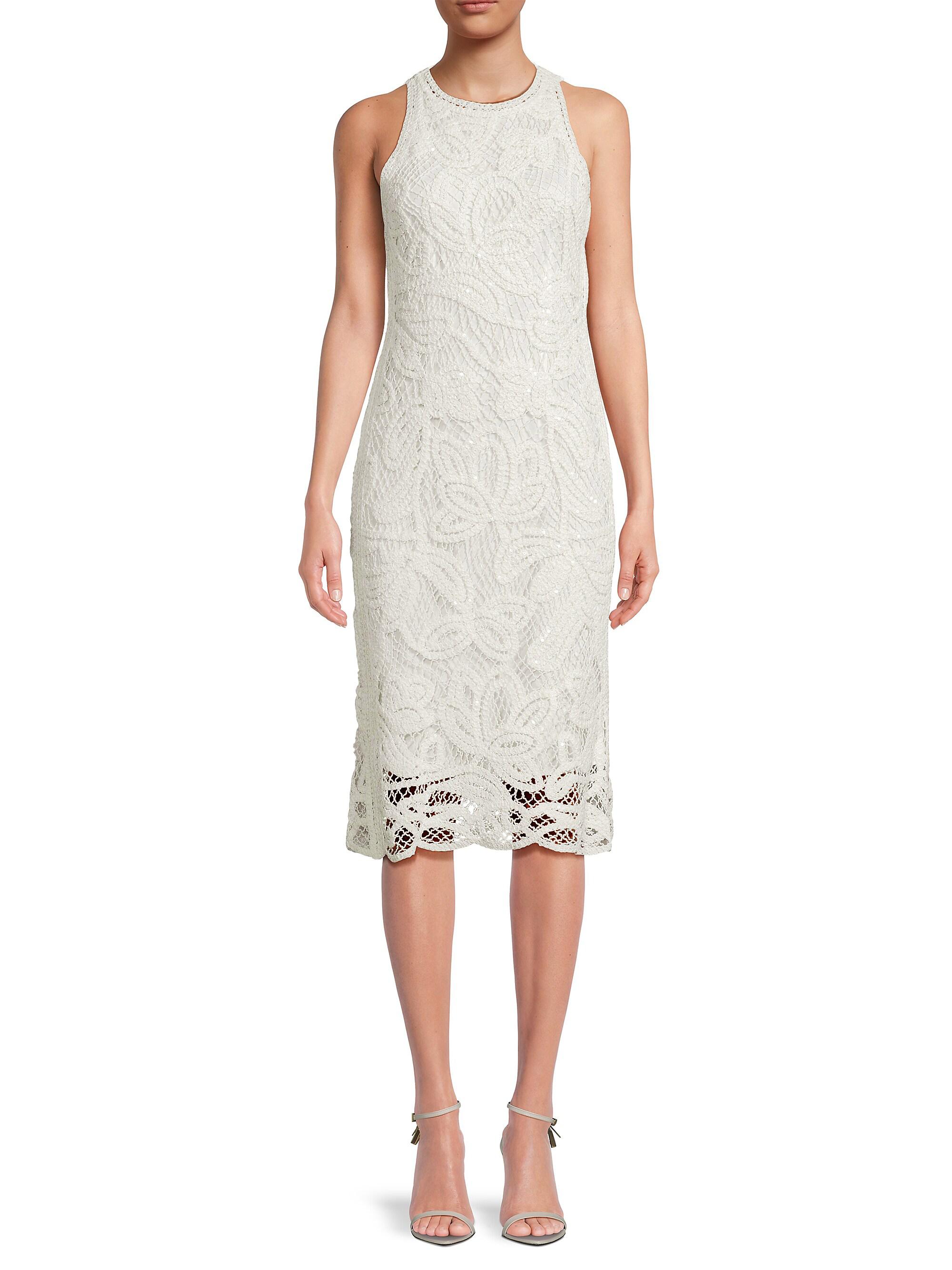 Click here for Ungaro Womens Reena Crochet Cotton Midi-Dress - Iv... prices