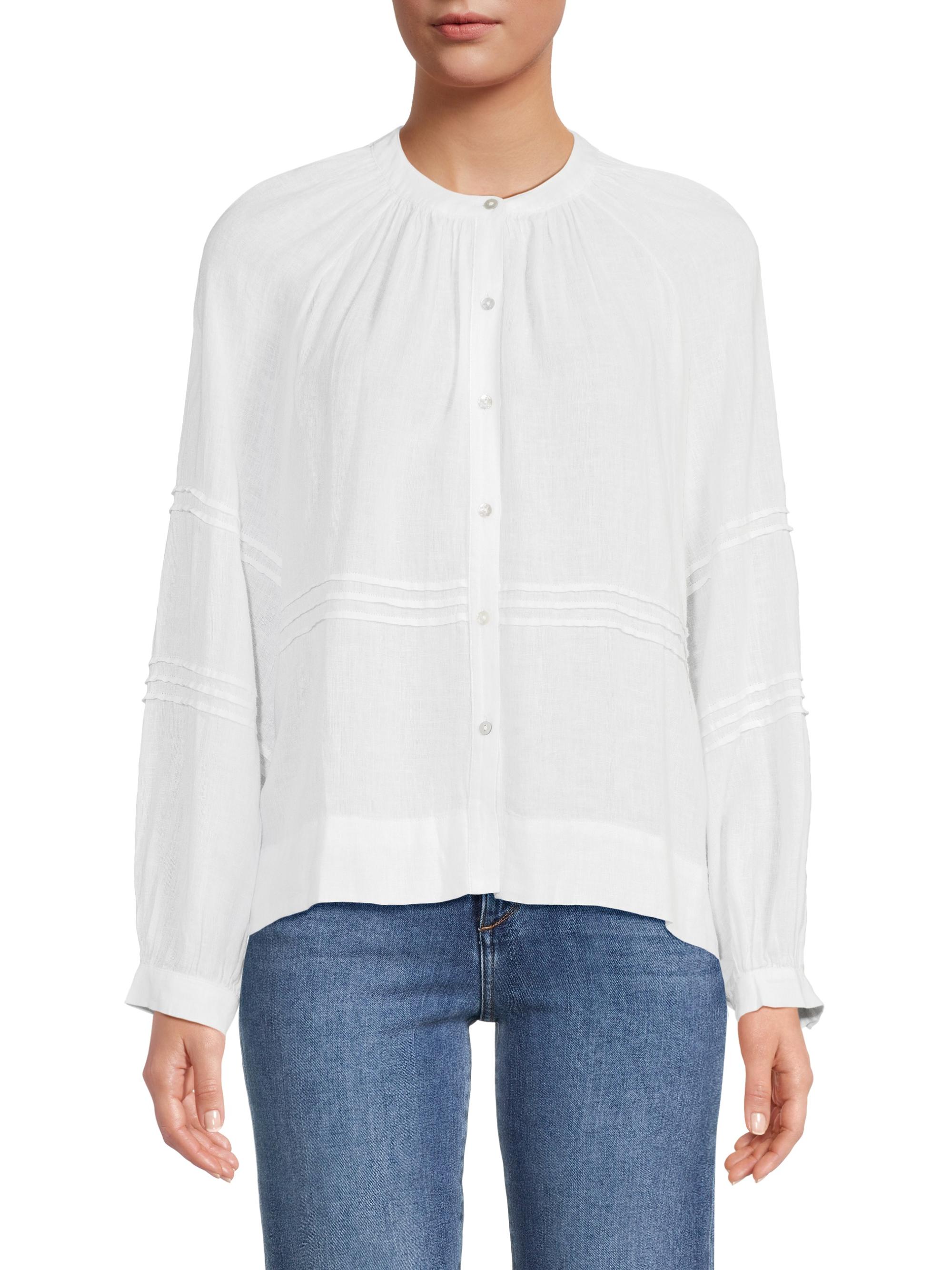 Click here for Rails Womens Frances Linen-Blend Top - White - Siz... prices