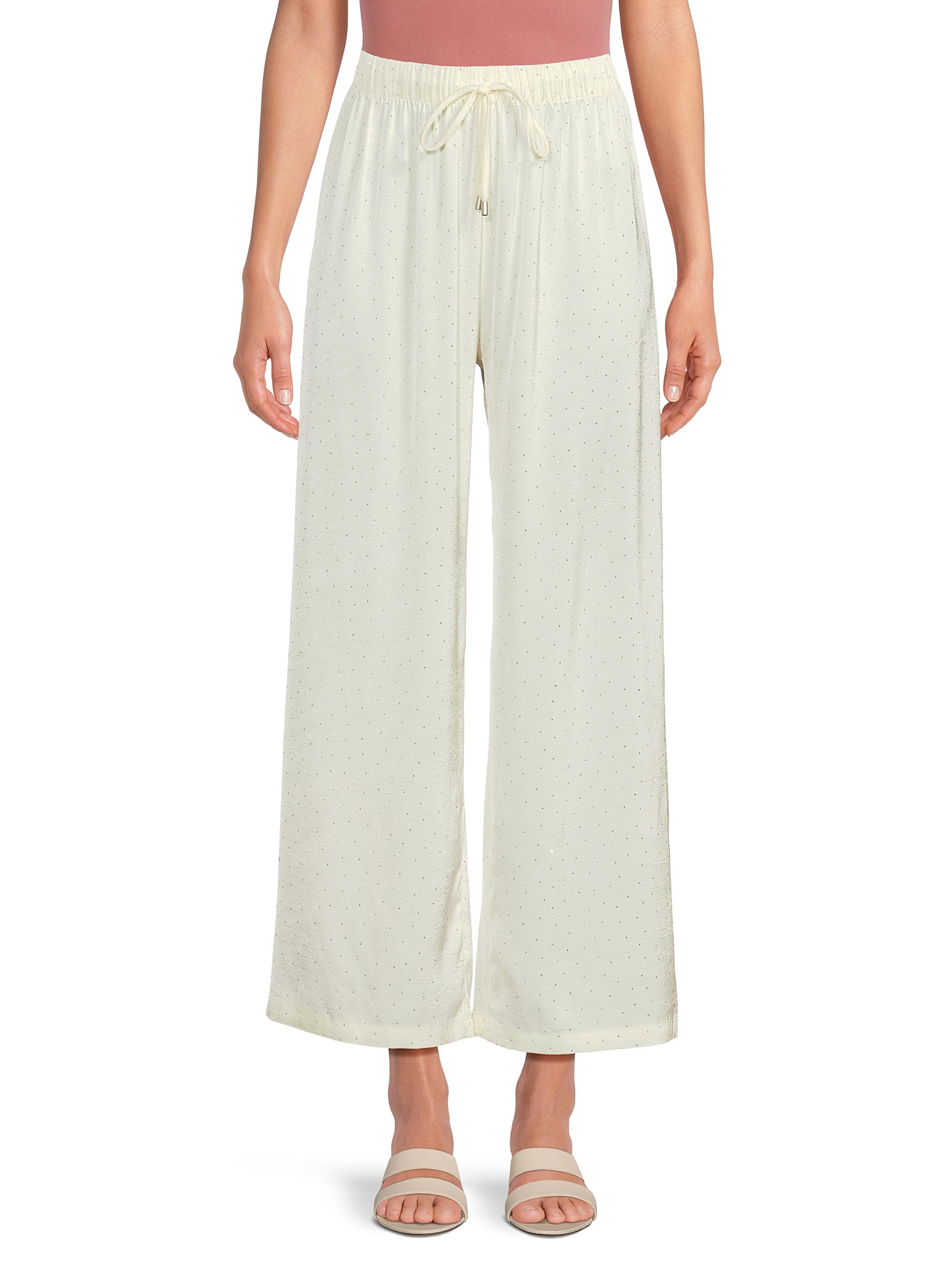 Click here for Wdny Womens Studded Drawstring Pants - Ivory - Siz... prices