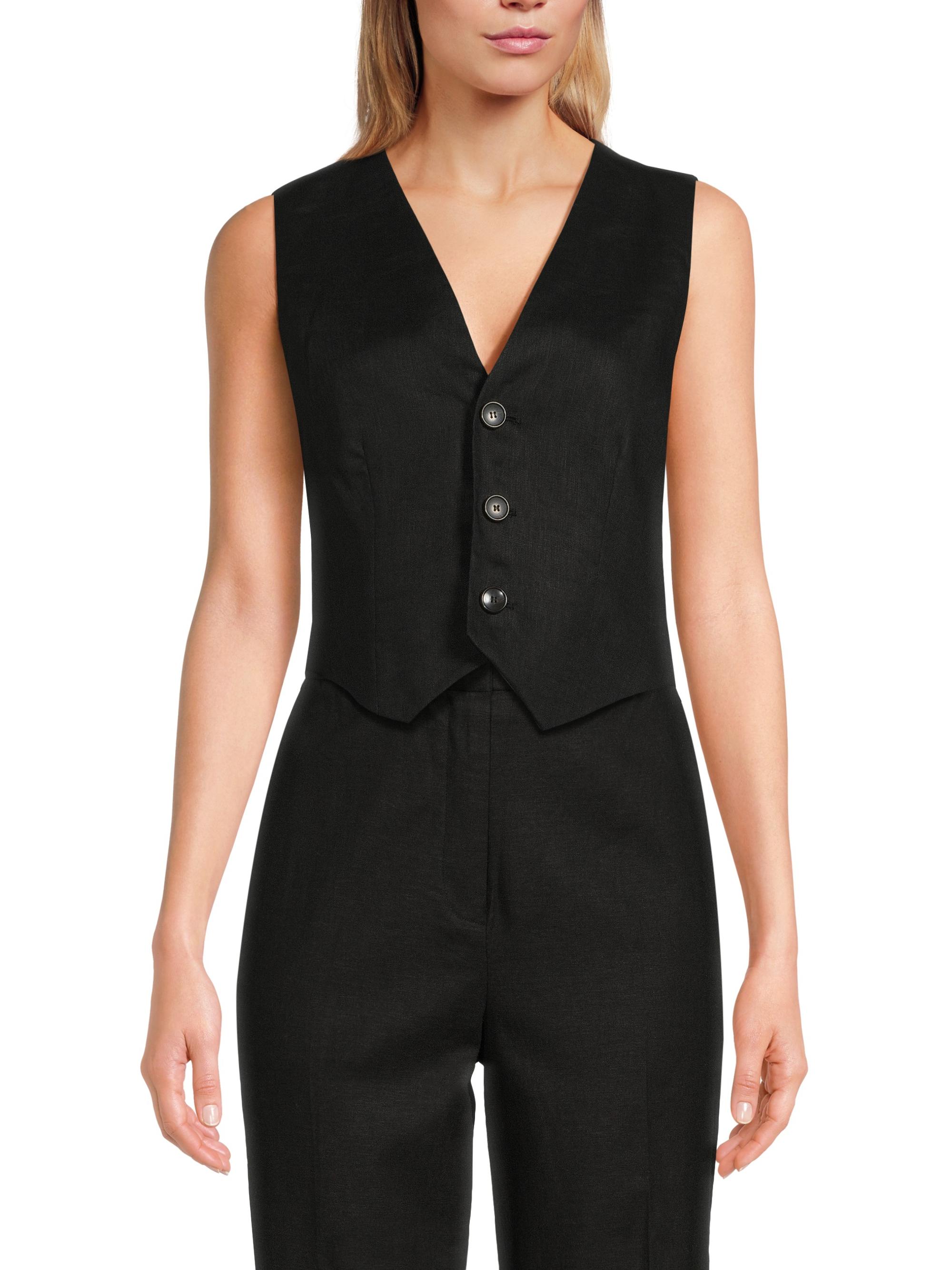 Click here for A. l.c. Womens Maxwell Linen Vest - Black - Size 0... prices