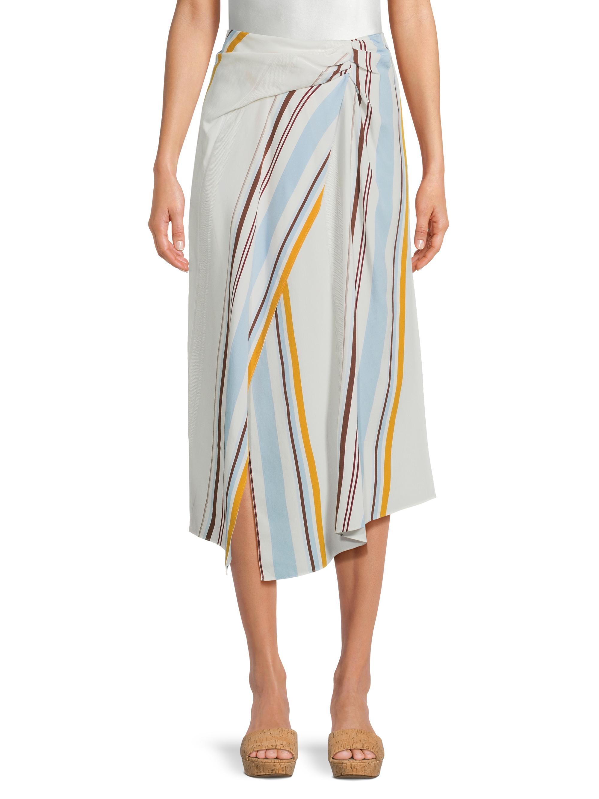 Click here for A. l.c. Womens Clara Striped Asymmetric Midi-Skirt... prices