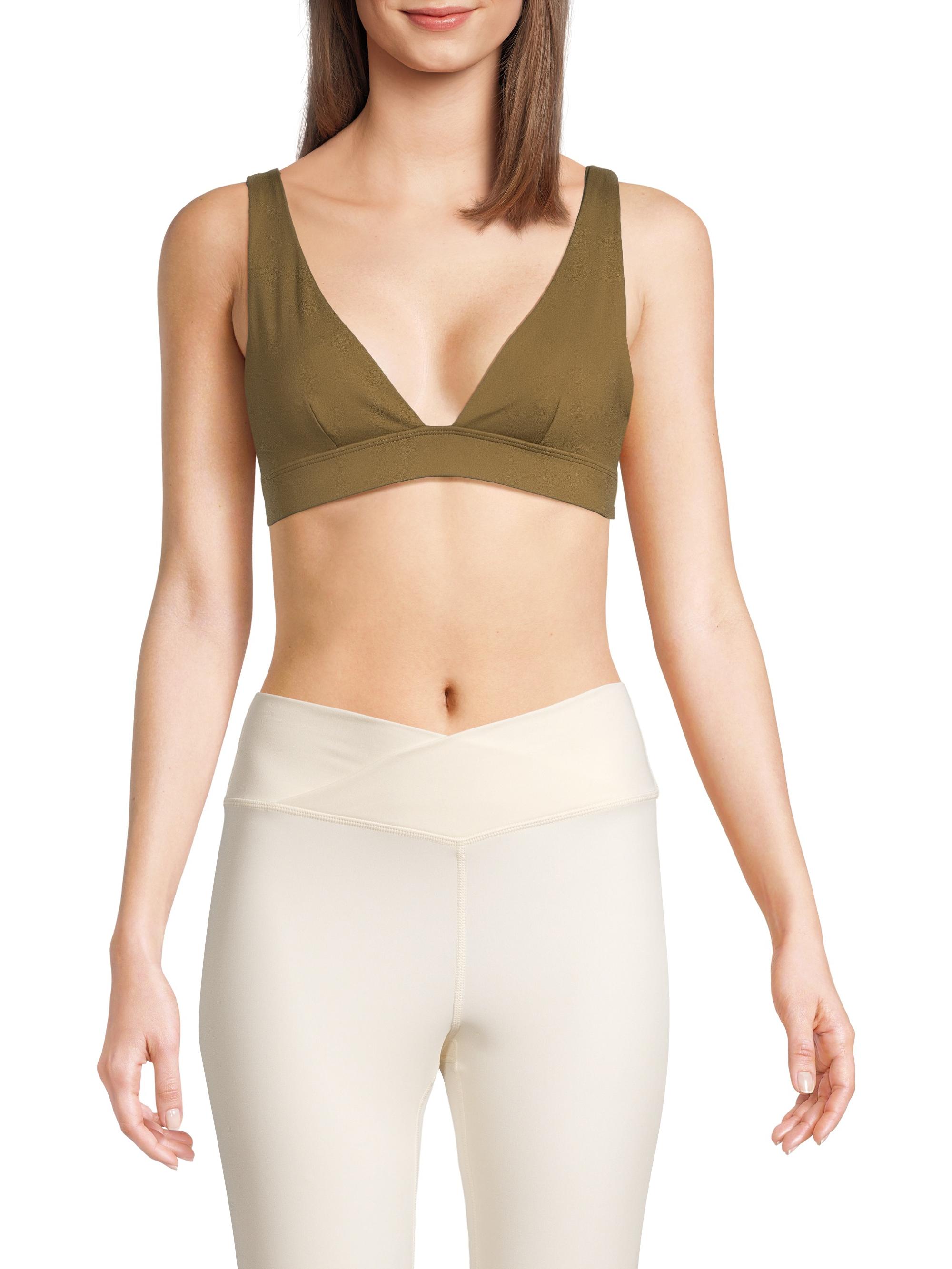 Click here for Weworewhat Womens Solid Sports Bra - Kangaroo Brow... prices