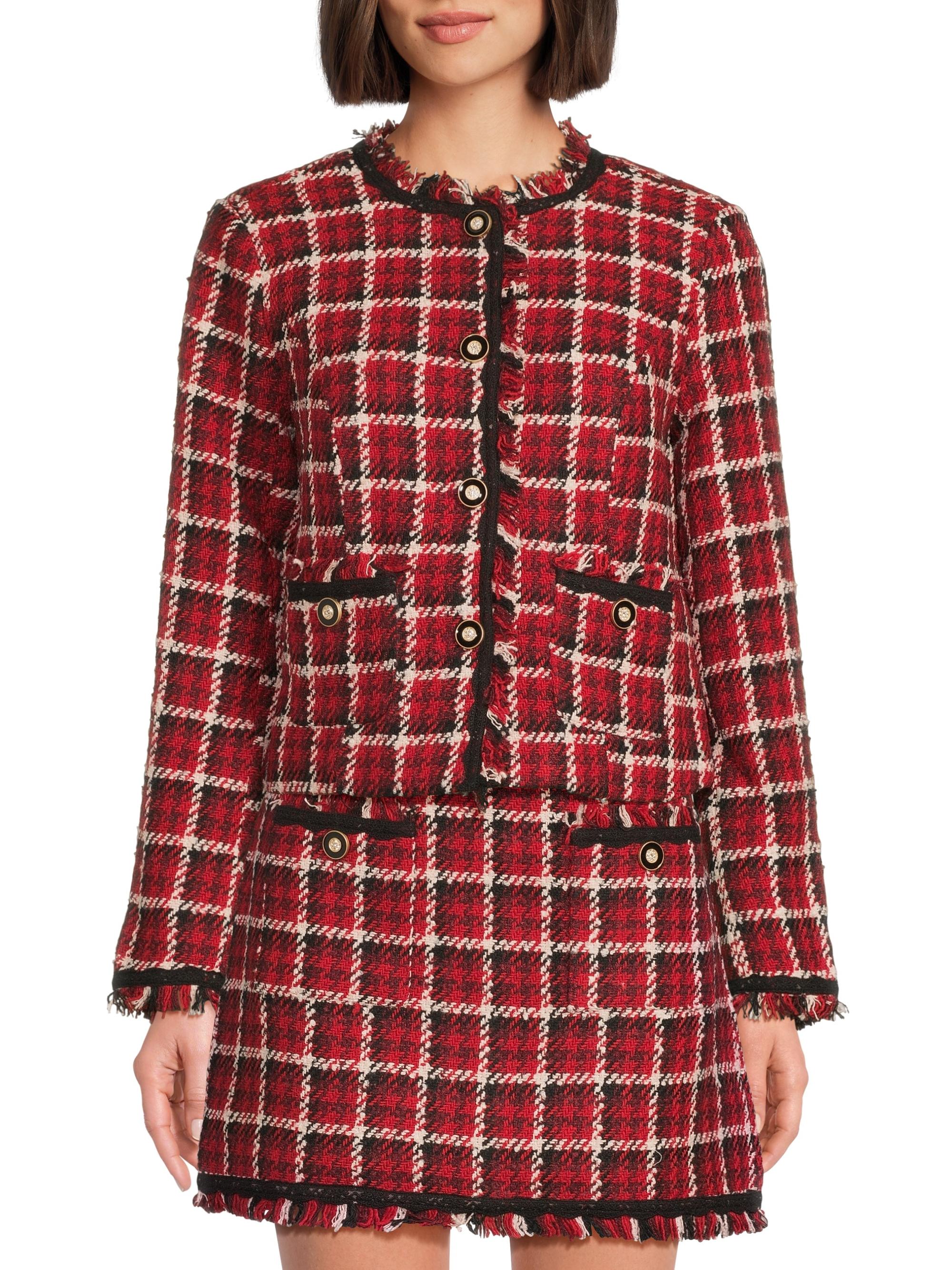 Click here for Walter Baker Womens Taryn Tweed Jacket - Red Multi... prices