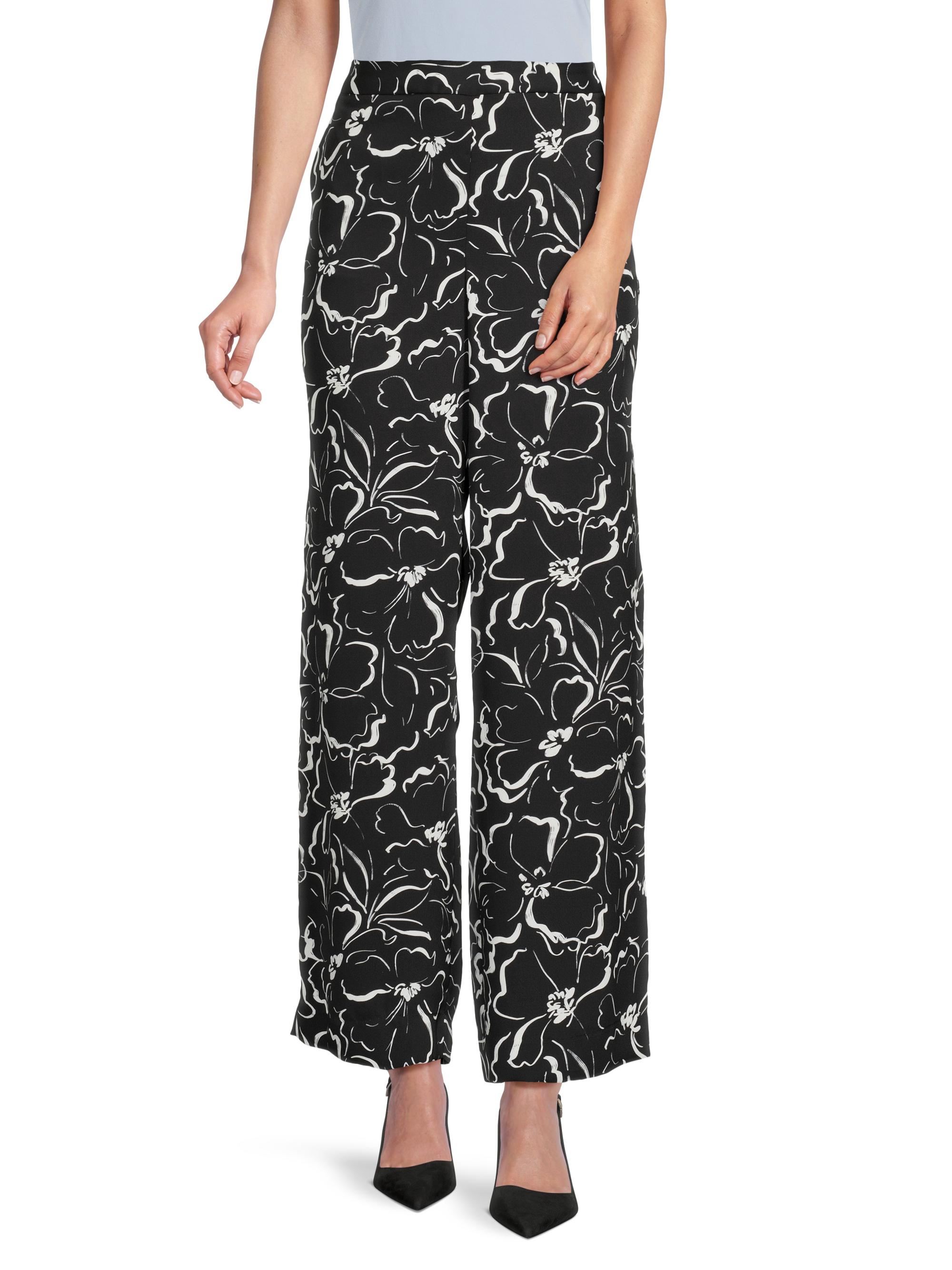 Click here for Halston Womens Floral Pants - Black Cream - Size M prices