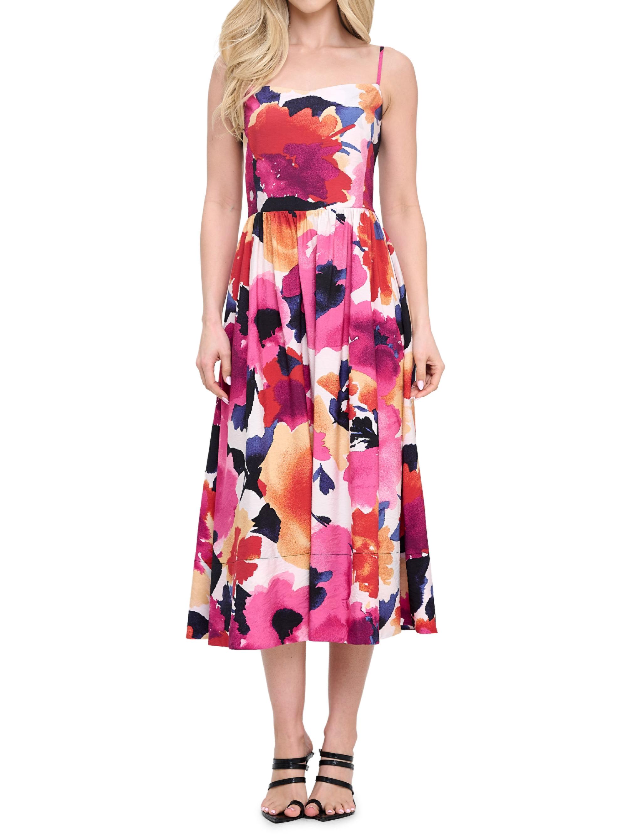 Click here for Renee C. Womens Floral Smocked Midi-Dress - Pink C... prices