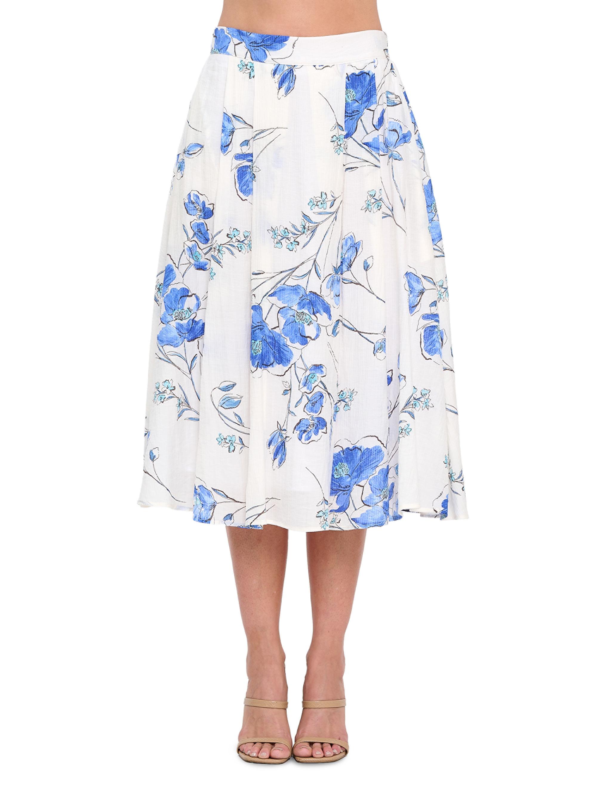 Click here for Renee C. Womens Floral Midi Skirt - White Multicol... prices