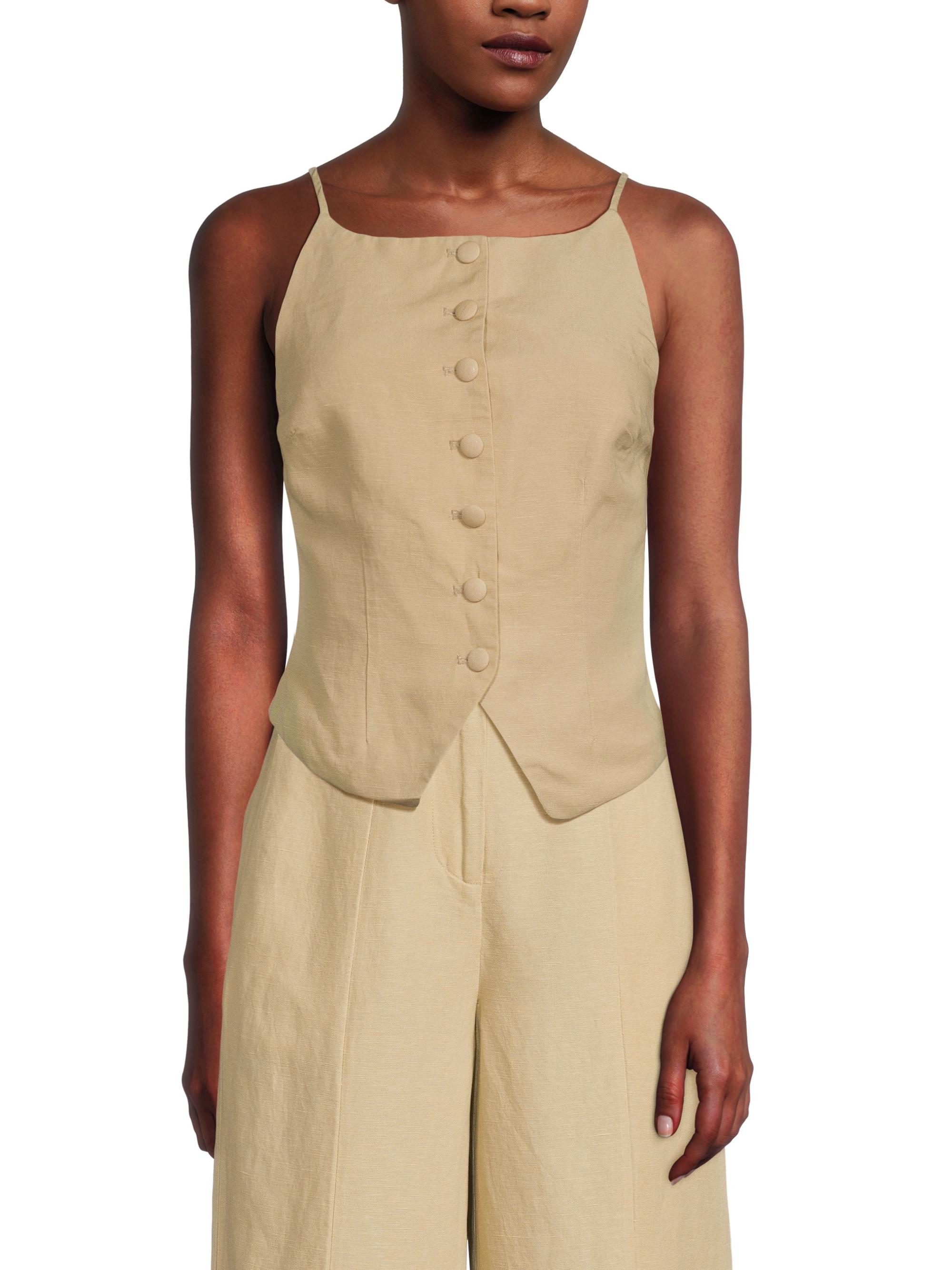 Click here for Onia Womens Linen-Blend Top - Beige - Size 4 prices